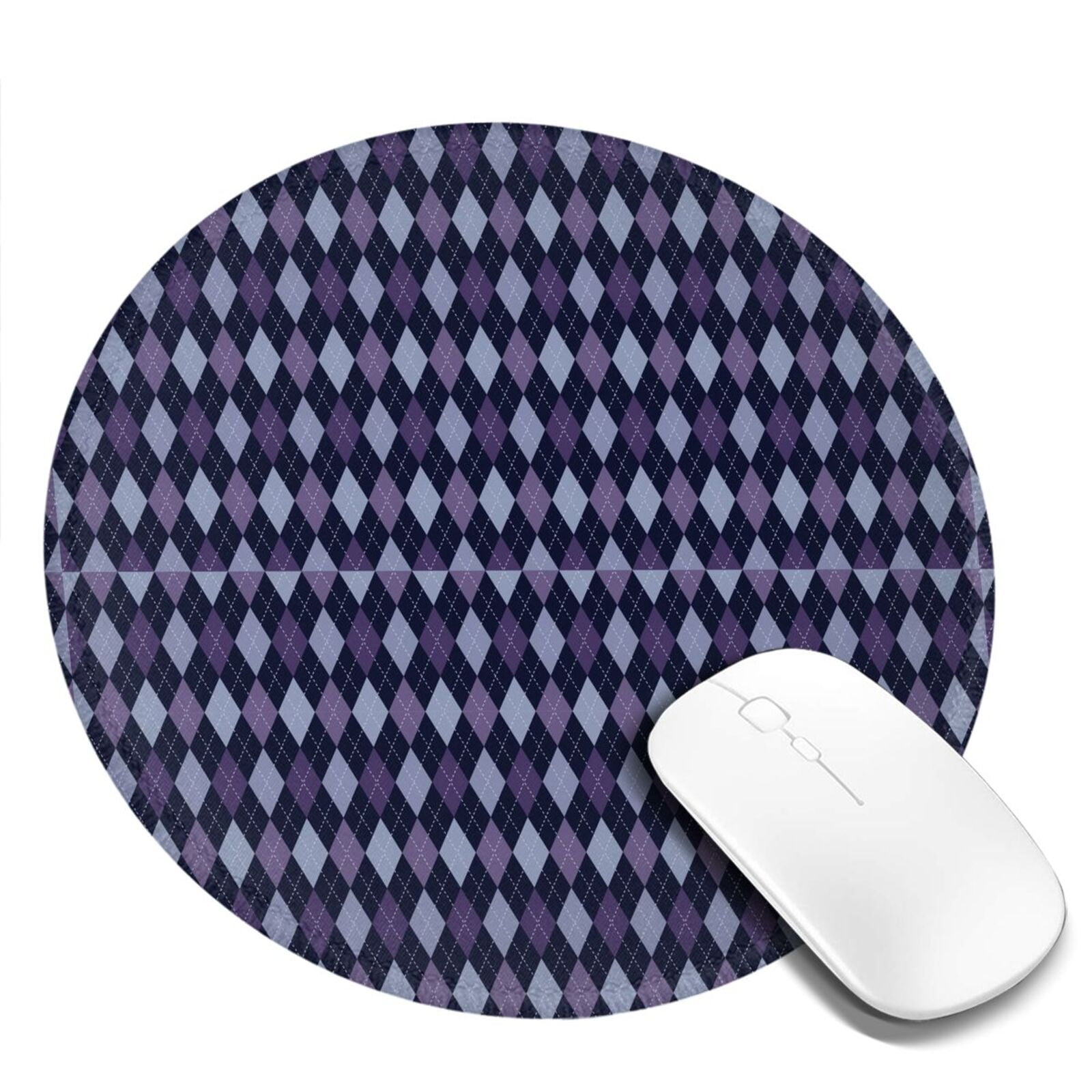 Matuu Purple and Blue Squares Printed Round Mouse Pad, Non-Slip ...