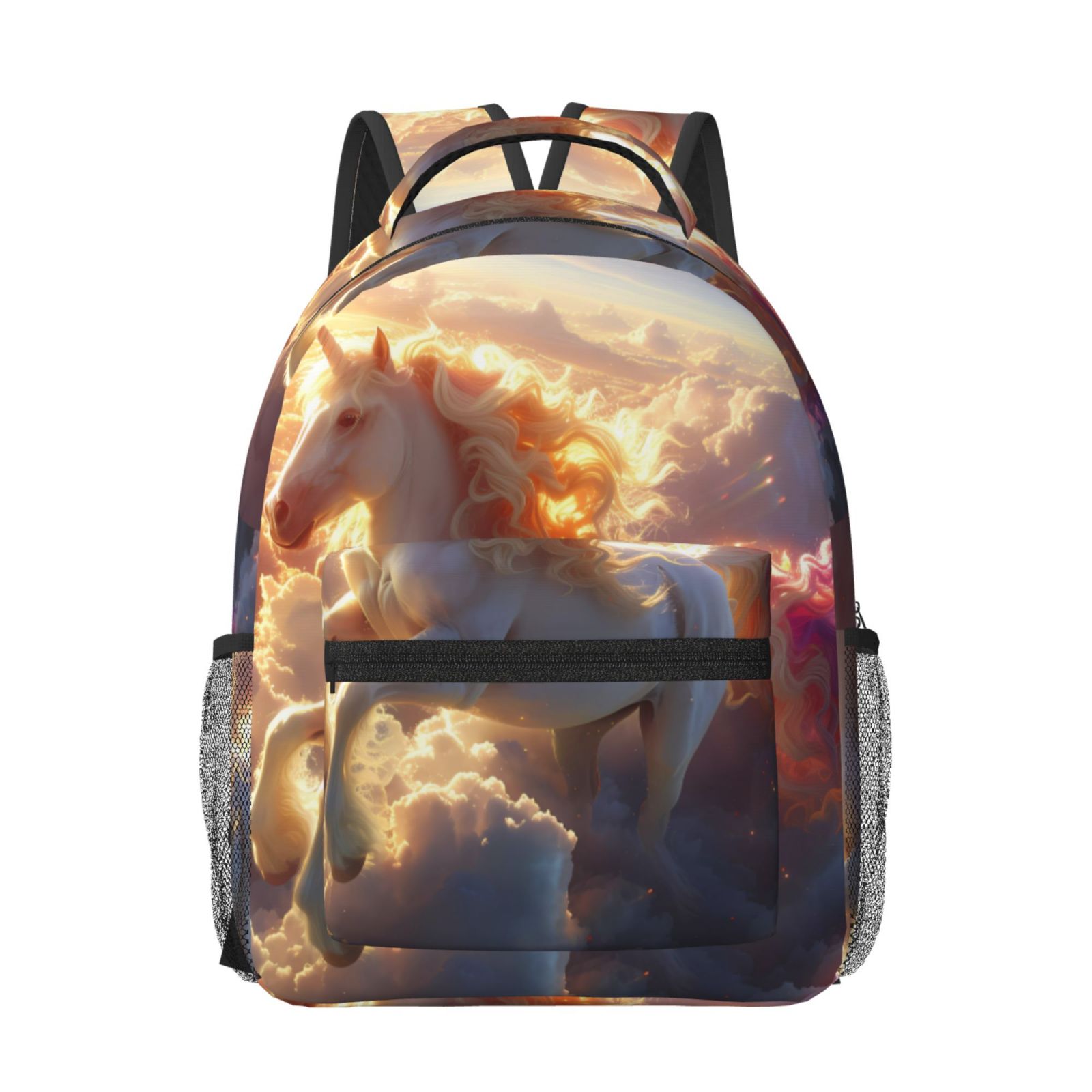 Matuu Rainbow Cloud White Horse for Comfortable Student Backpack ...