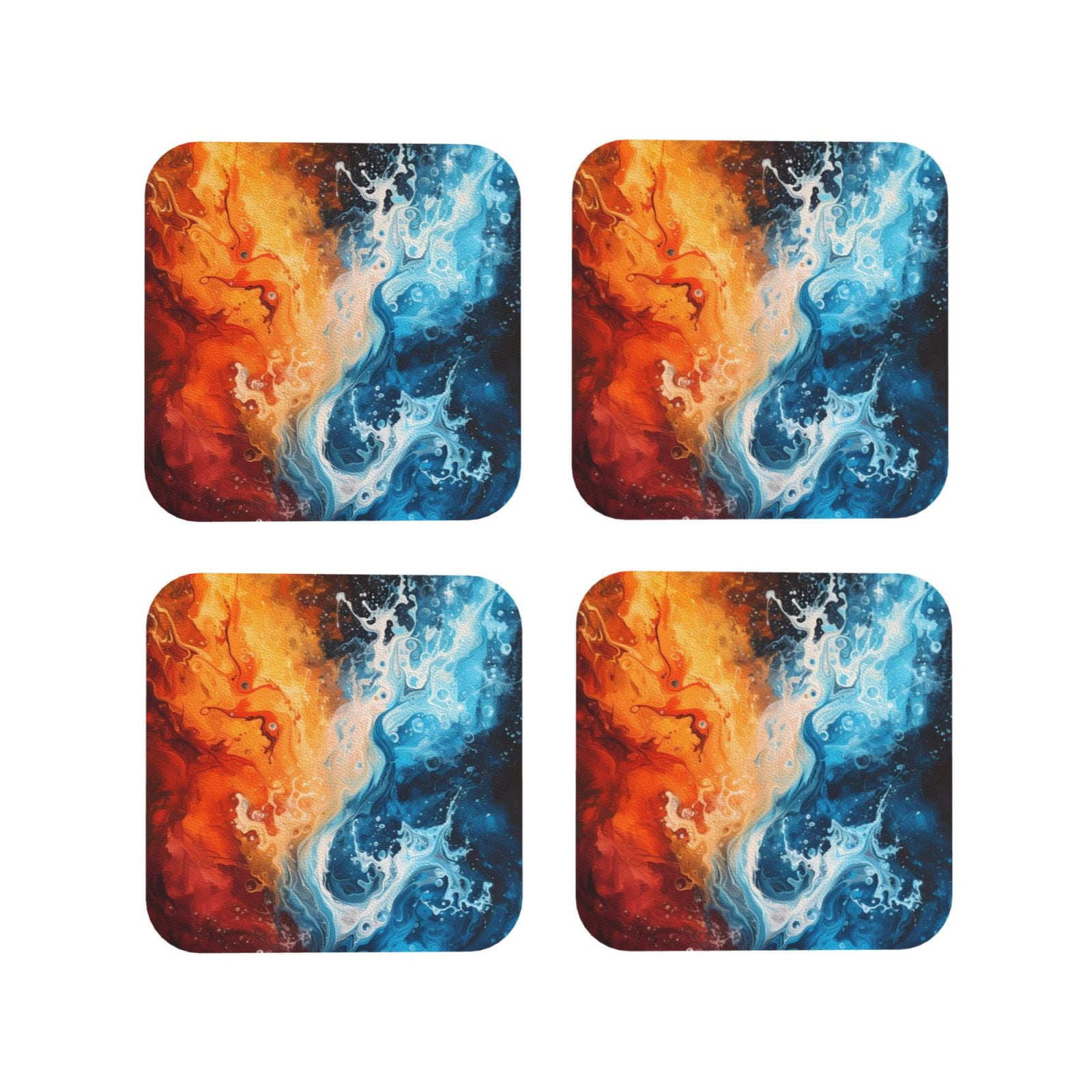 Matuu Red And Blue Waves for Cup Coasters Set of 4 Leather Coasters ...