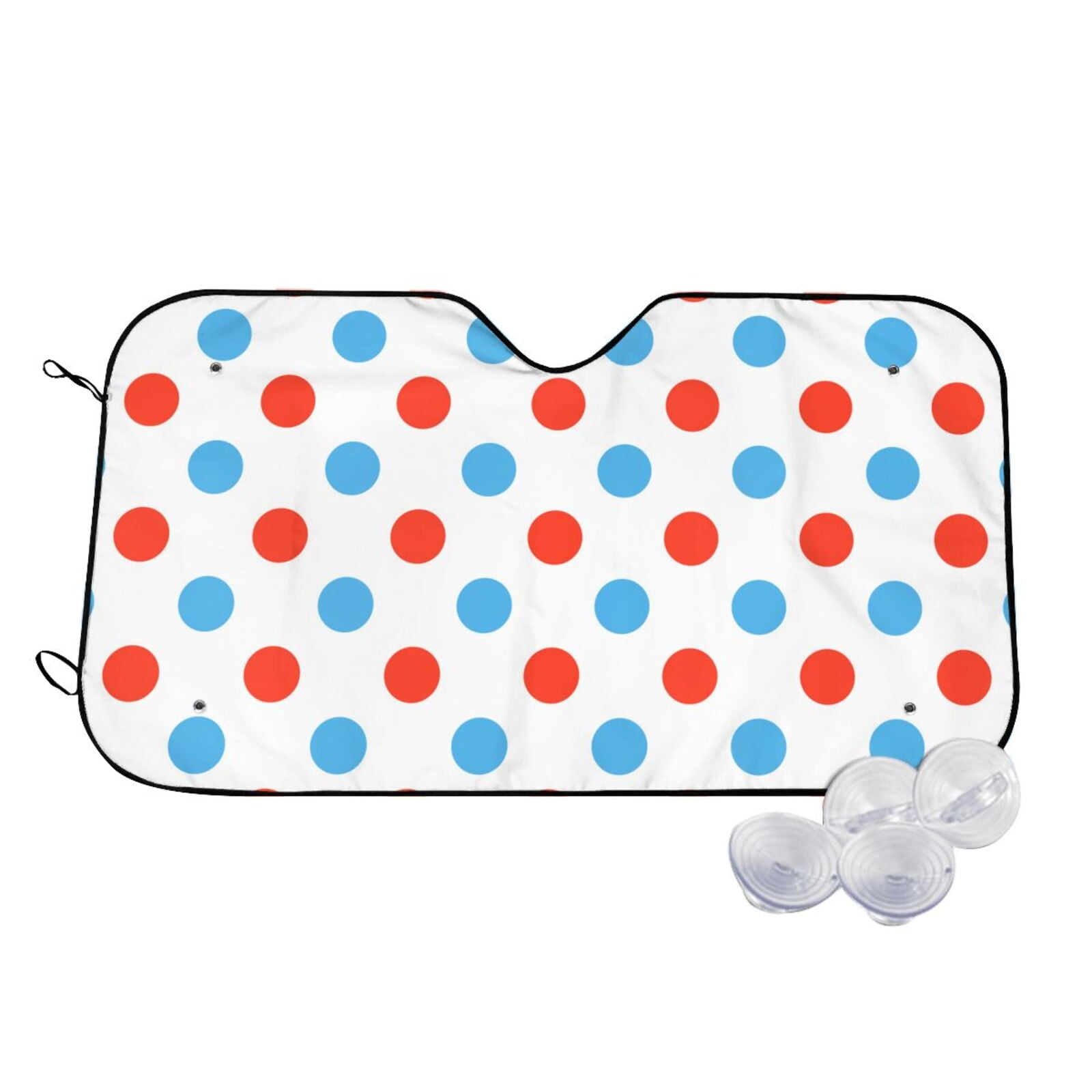 Matuu Red Blue Polka Dots for car front window insulated sunshade, fits ...