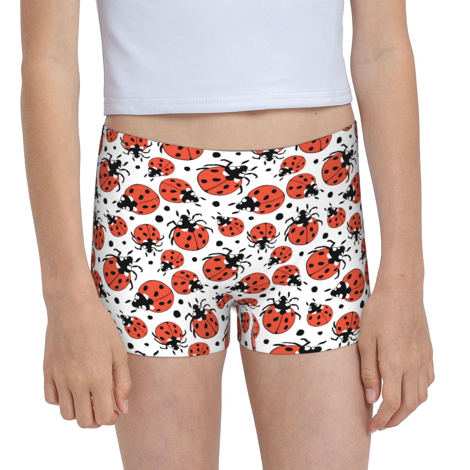 Matuu Red Ladybugs Print Girl's Boxer Briefs Stretch Cotton Underwear-X ...