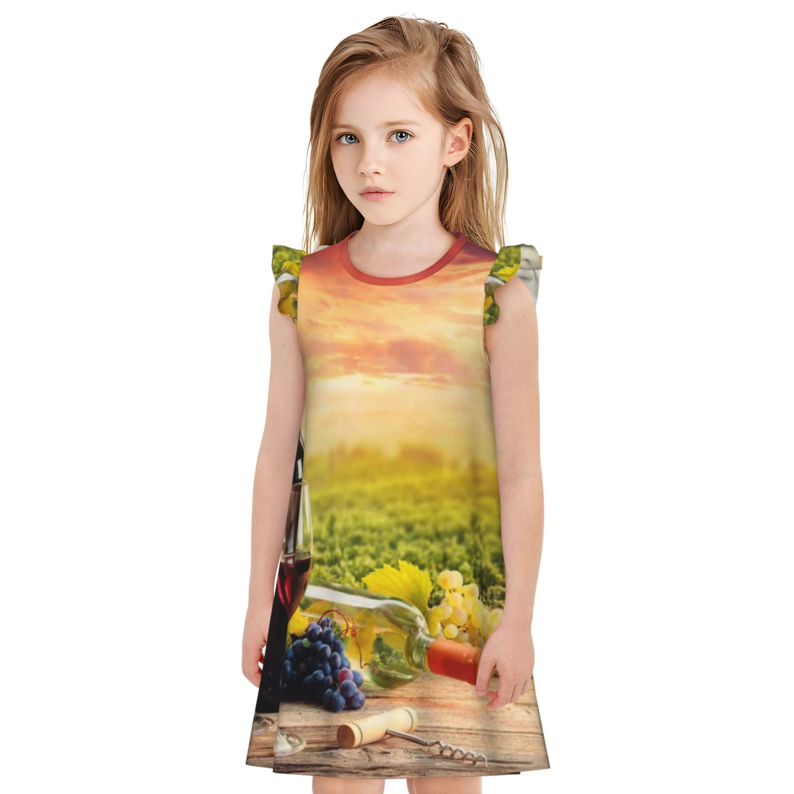 Matuu Red Wine Glasses for Girls Nightgowns Pajamas Dress,Flutter Short ...