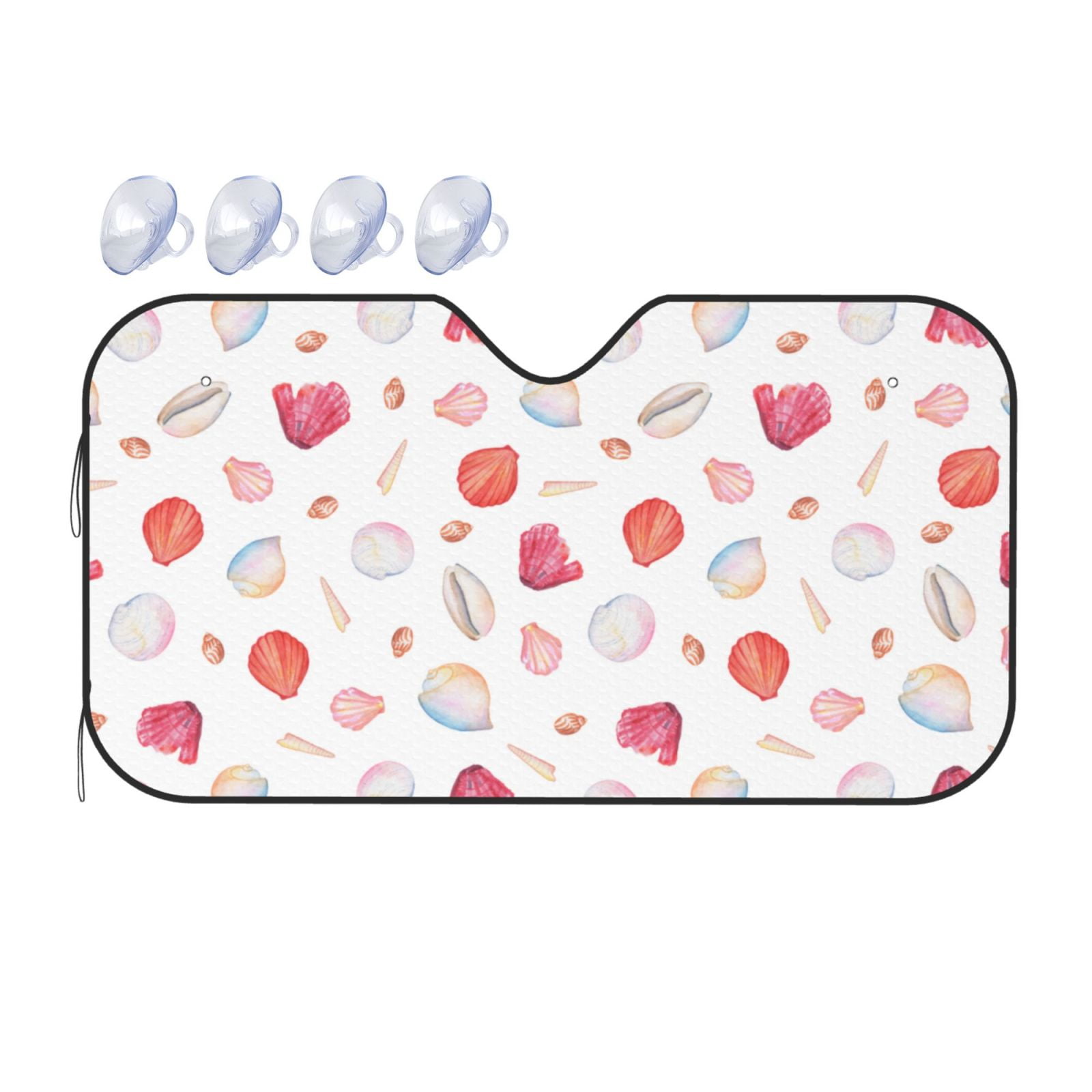 Matuu Red coral and scallop seashell Print Foldable Front Window Car ...