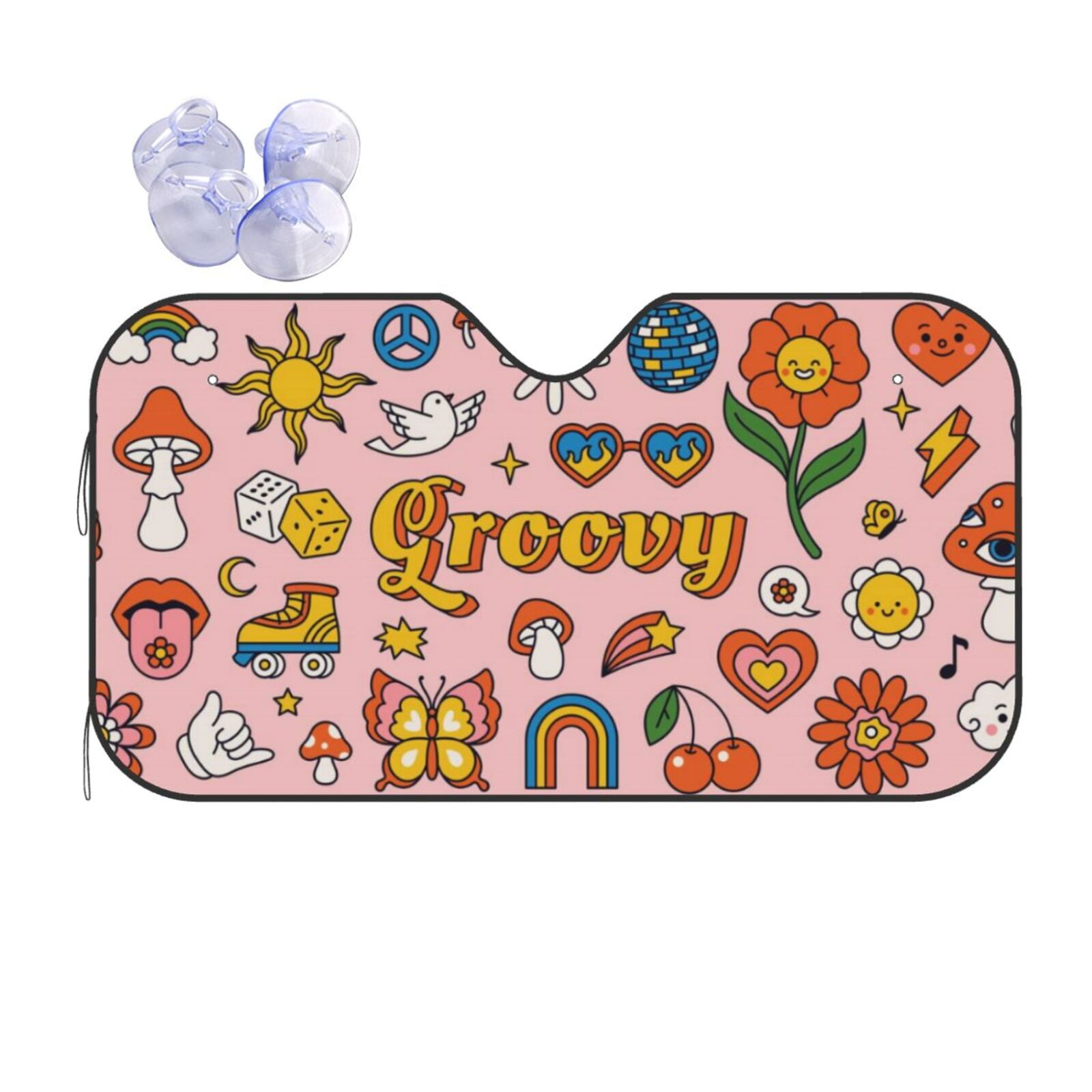 Matuu Retro 70s Hippie Print Foldable Front Window Car Windshield Sun ...