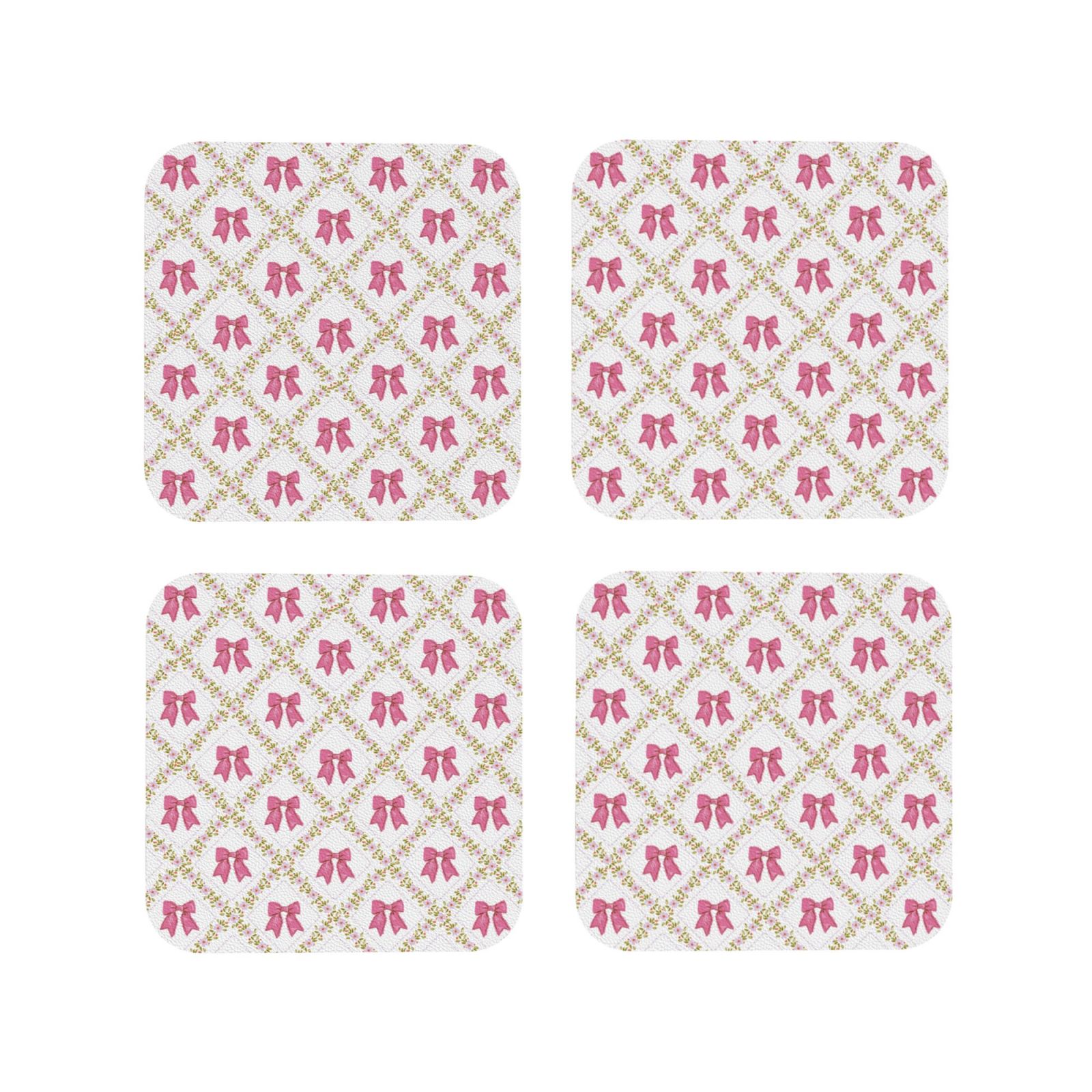 Matuu Retro bows for Cup Coasters Set of 4 Leather Coasters Desk ...