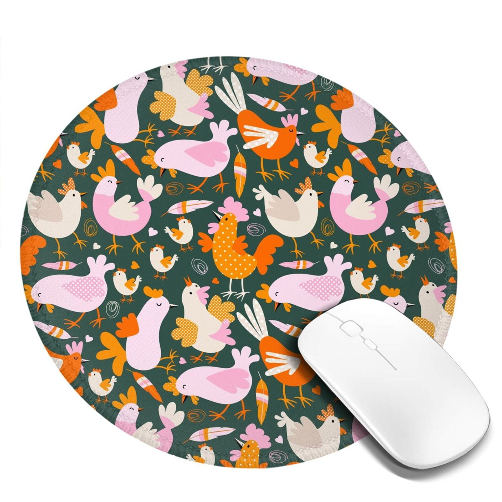 Matuu Roosters and Chicks Printed Round Mouse Pad, Non-Slip Ergonomic ...