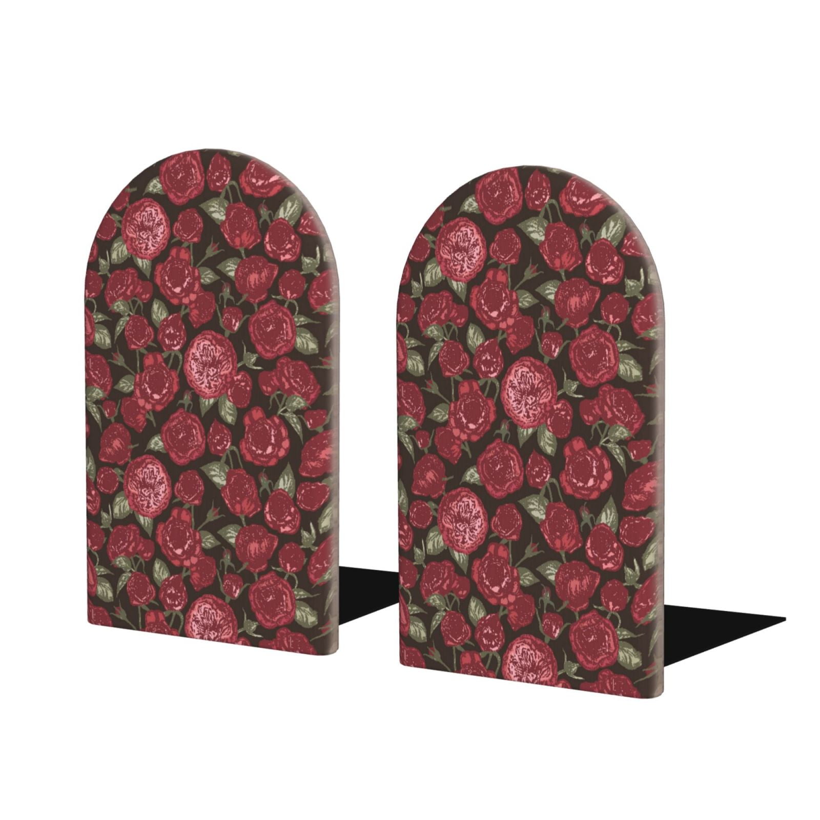 Matuu Rose Flowers for Bookends 1 Pair, Non-Skid Bookend for Shelves ...