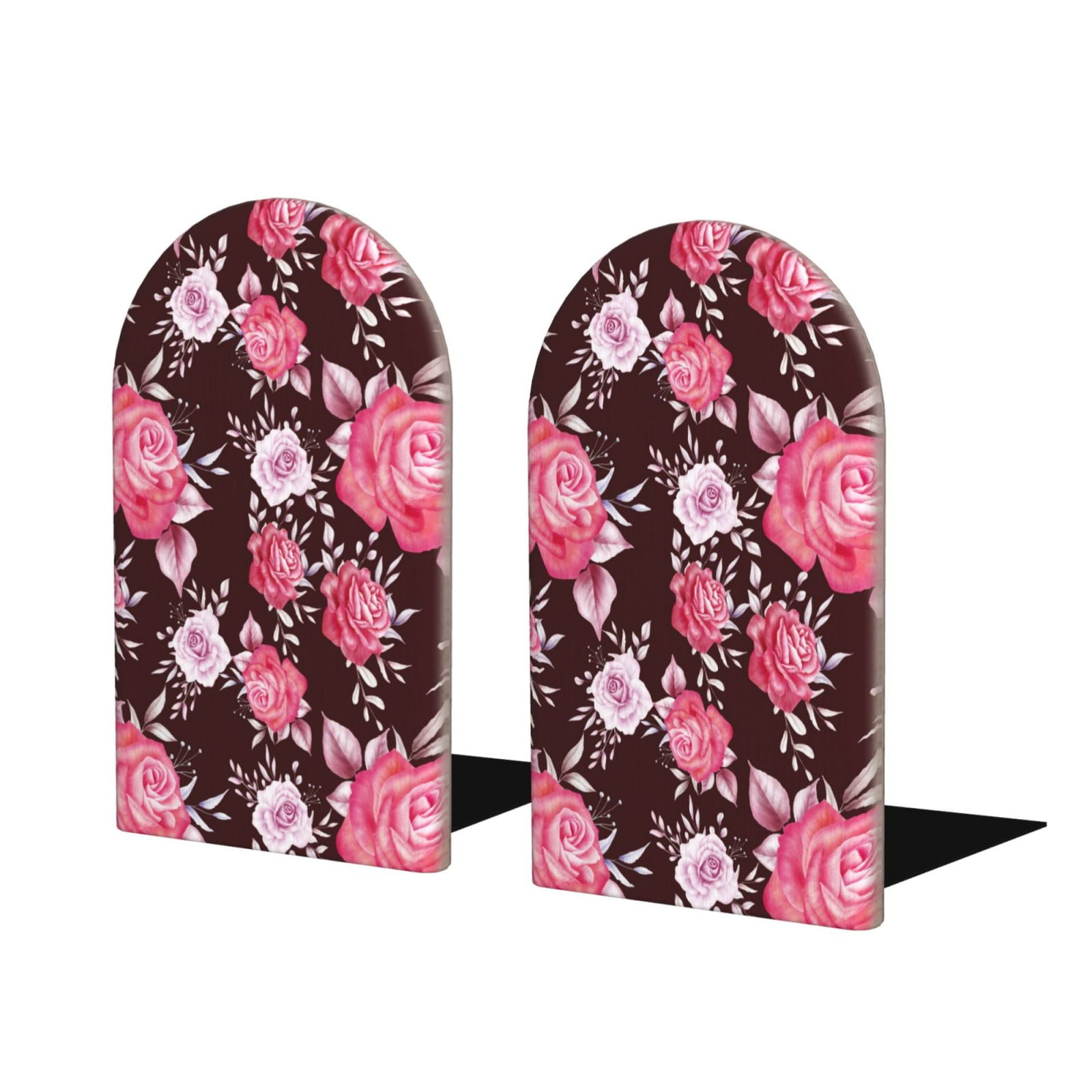 Matuu Rose Flowers for Bookends 1 Pair, Non-Skid Bookend for Shelves ...
