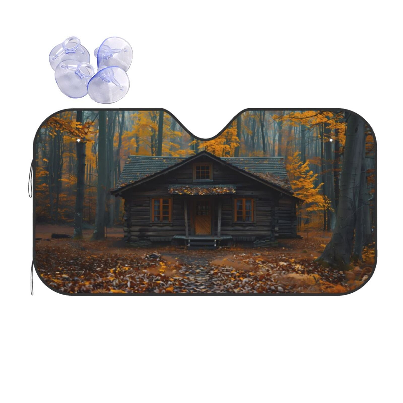 Matuu Rustic Cabin Autumn Forest Print Foldable Front Window Car ...