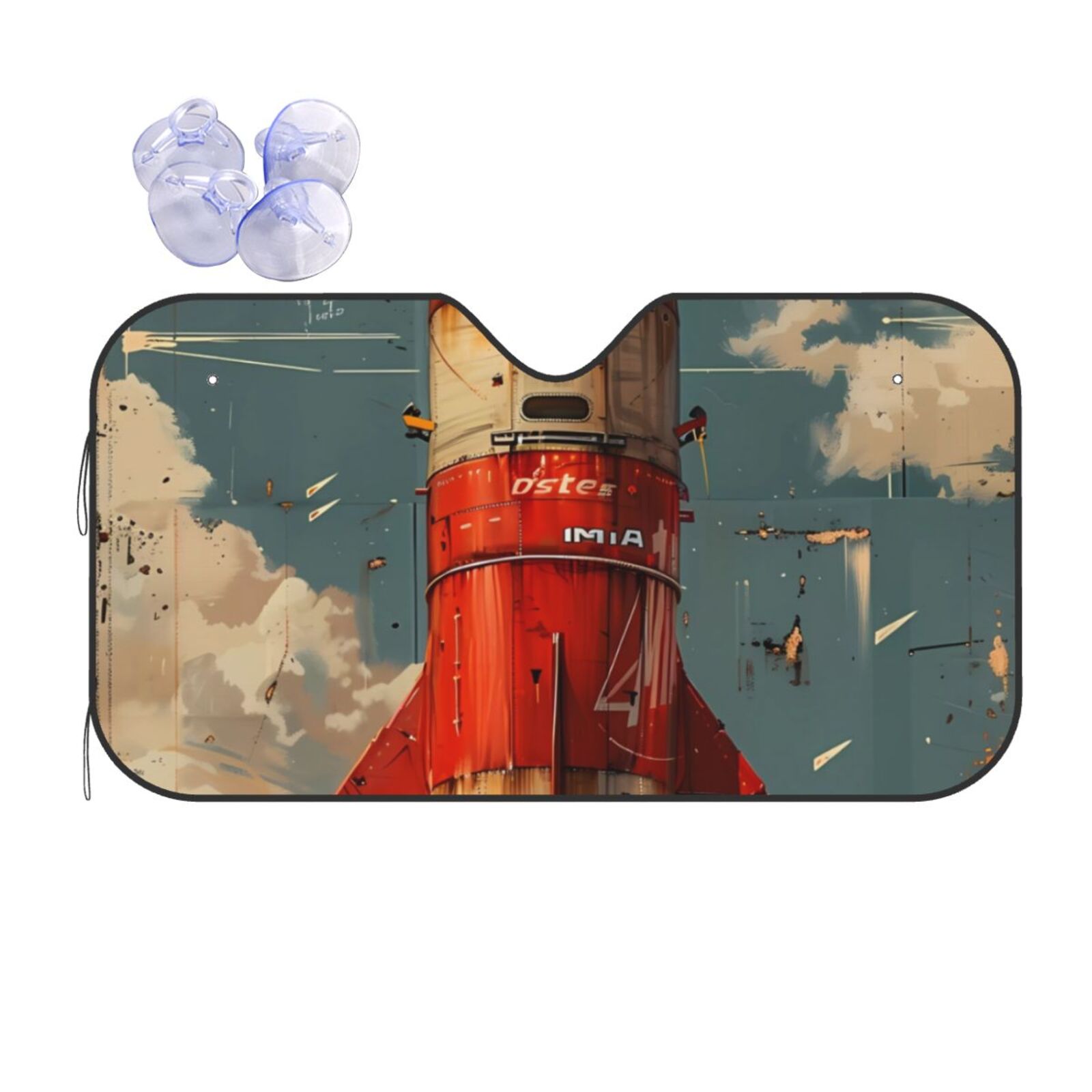 Matuu Rusty Rocket Launch Print Foldable Front Window Car Windshield ...
