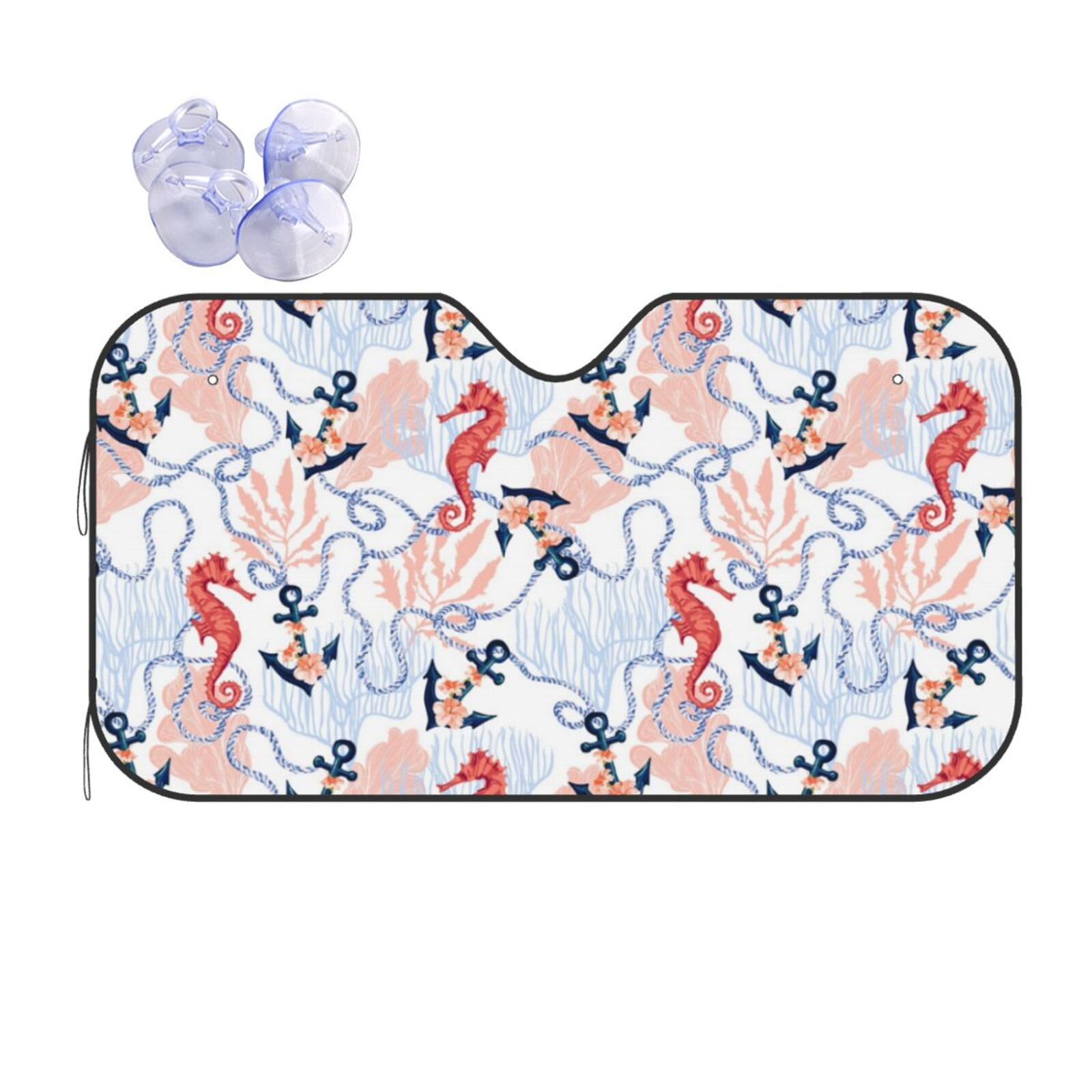 Matuu Sea Horse And Corals Print Foldable Front Window Car Windshield ...