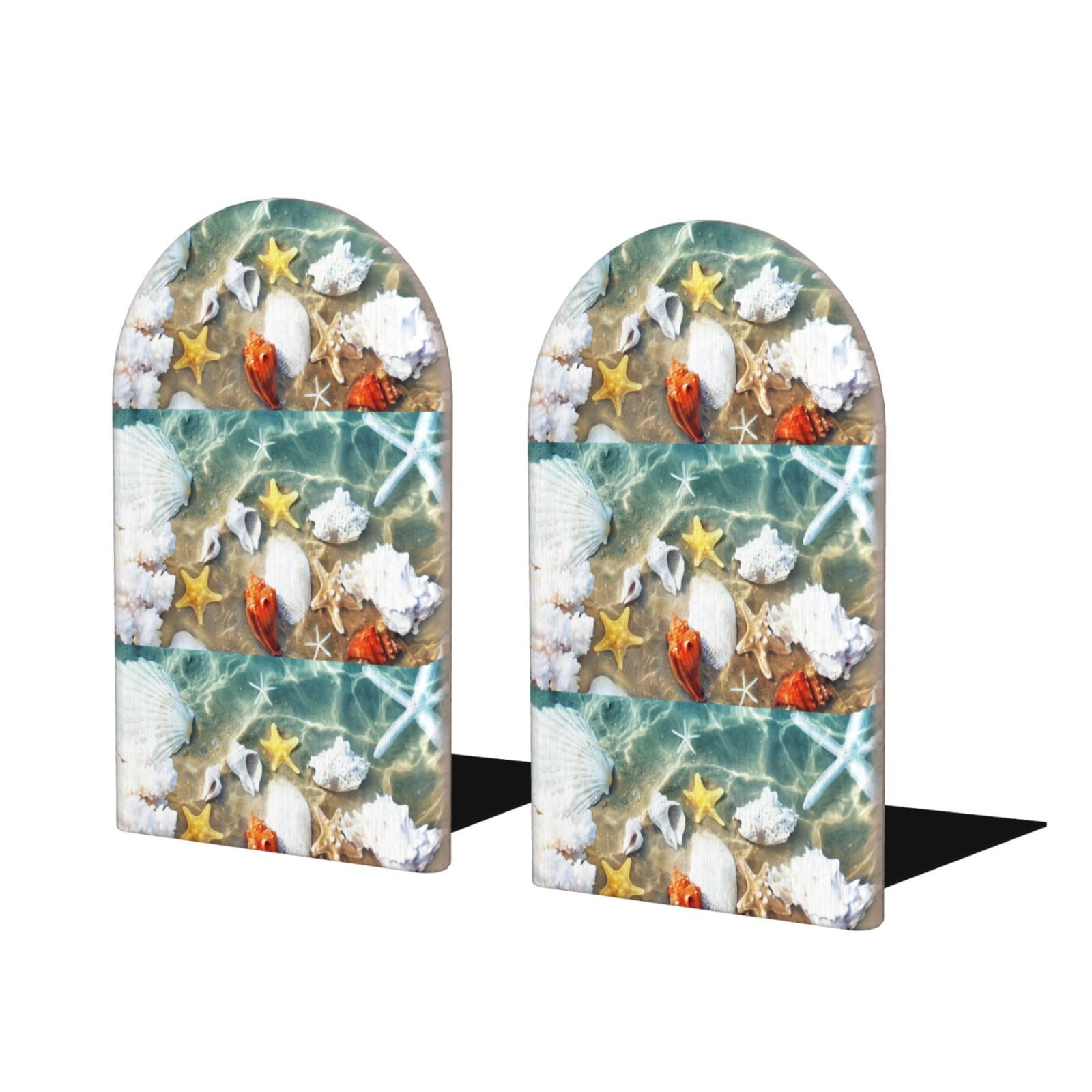 Matuu Seashell On The Beach for Bookends 1 Pair, Non-Skid Bookend for ...