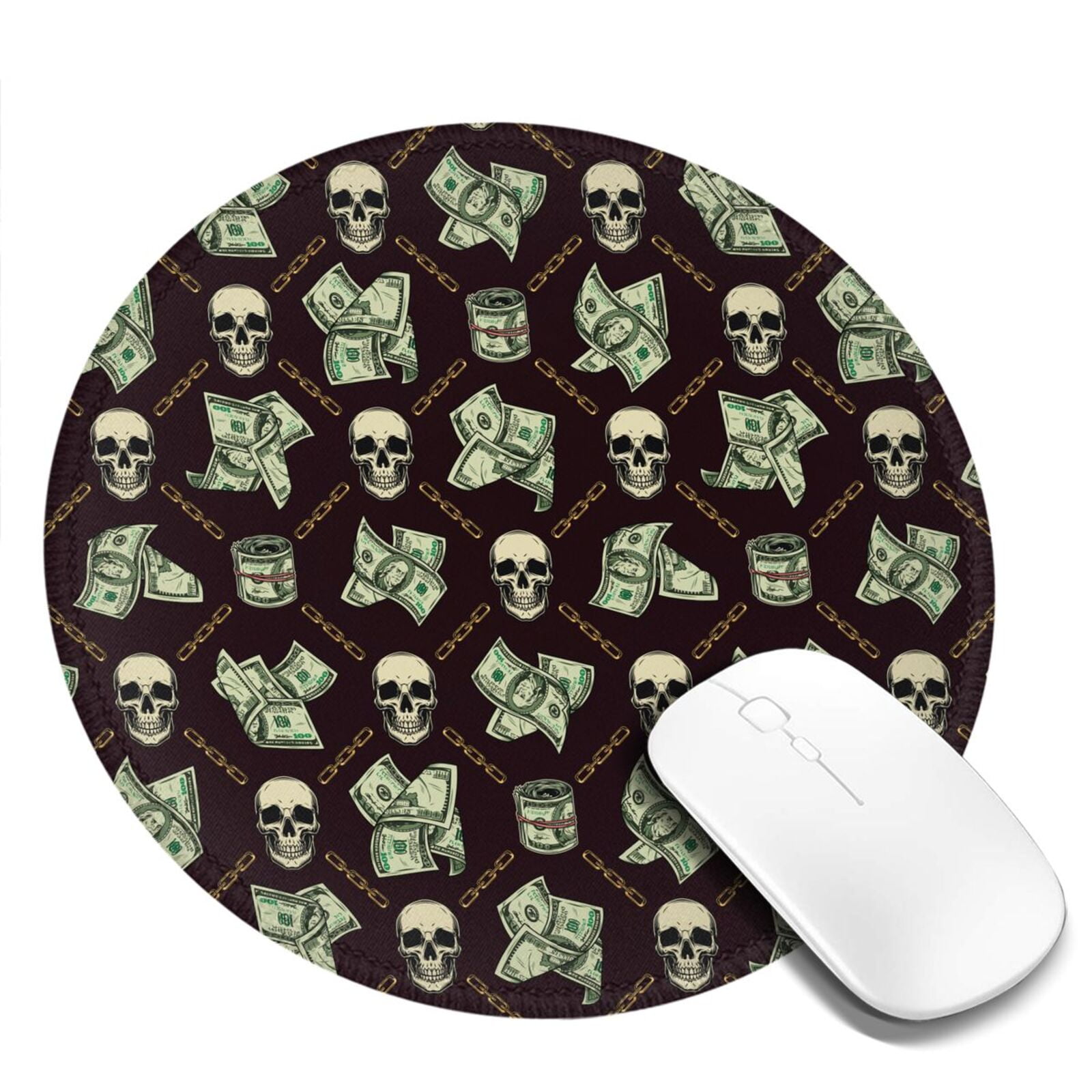 Matuu Skulls Gold Chains Dollar Printed Round Mouse Pad, Non-Slip ...