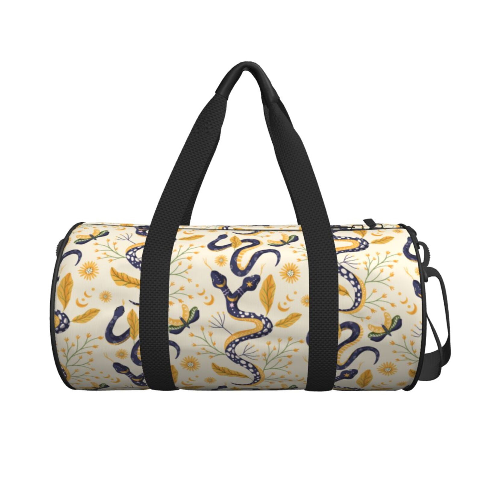 Matuu Snake And Floral Printed Travel Duffle Bag, Waterproof Weekender ...