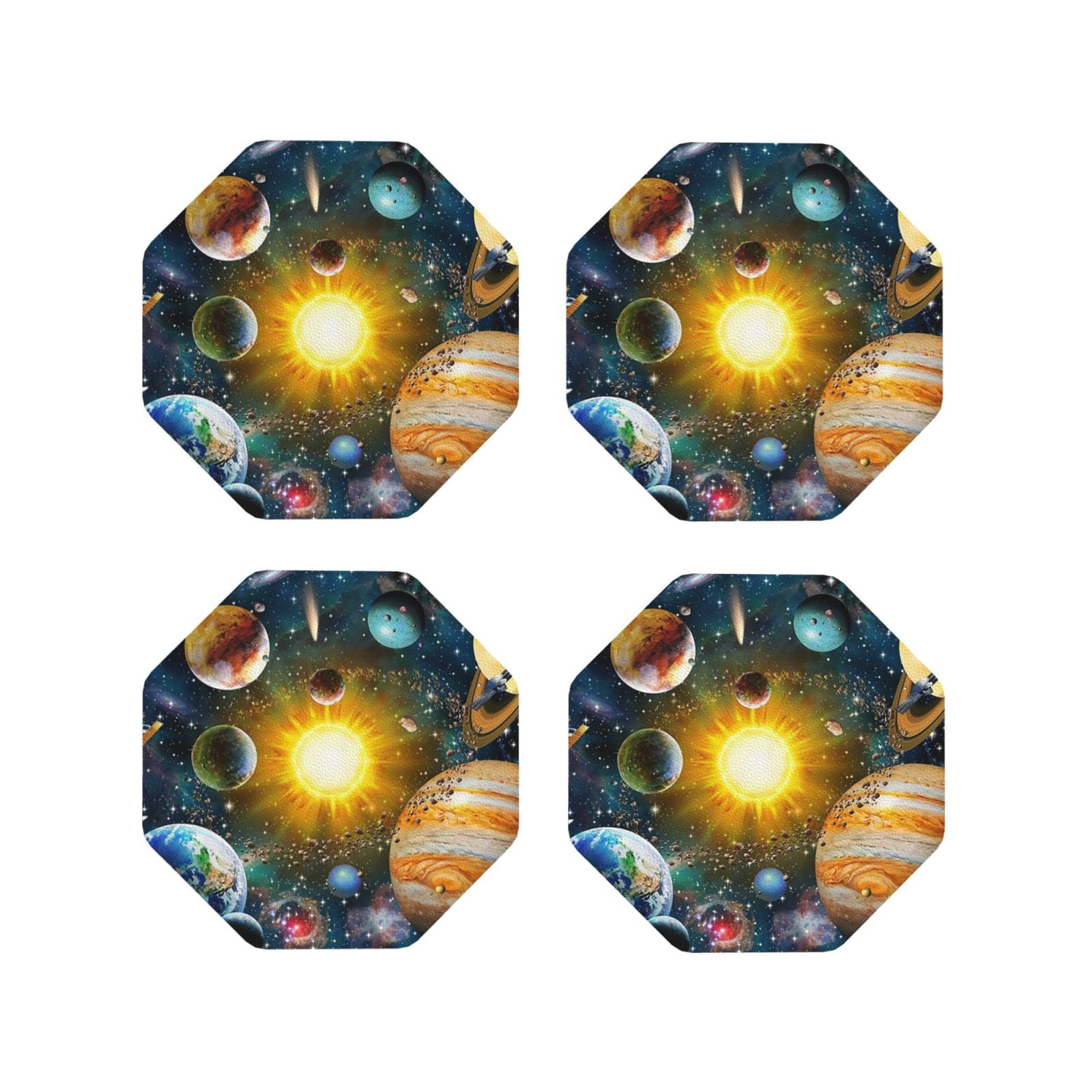 Matuu Space Planet for Cup Coasters Set of 4 Leather Coasters Desk ...