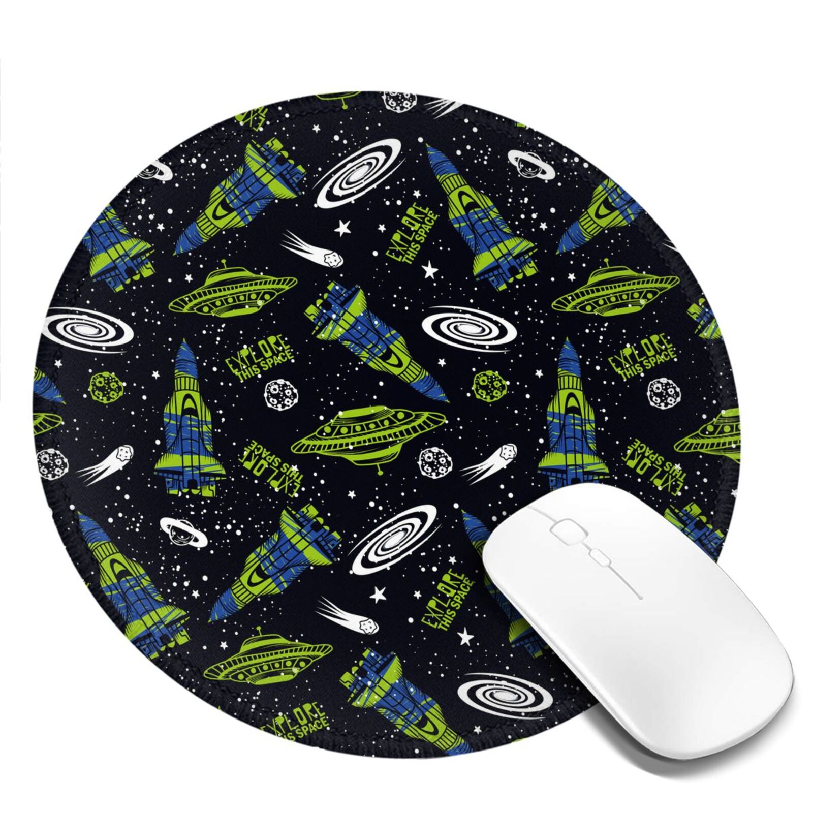 Matuu Space Rockets Printed Round Mouse Pad, Non-Slip Ergonomic Mouse ...