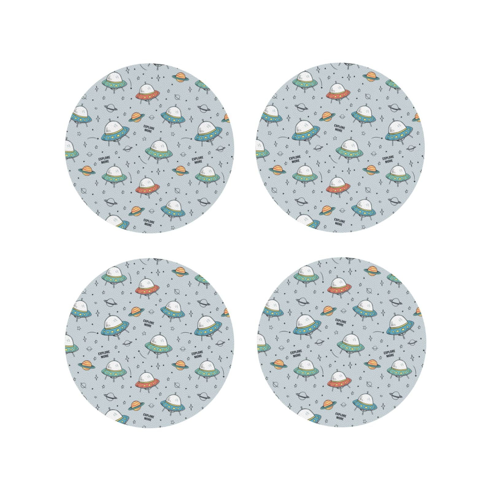Matuu Spaceship for Cup Coasters Set of 4 Leather Coasters Desk ...