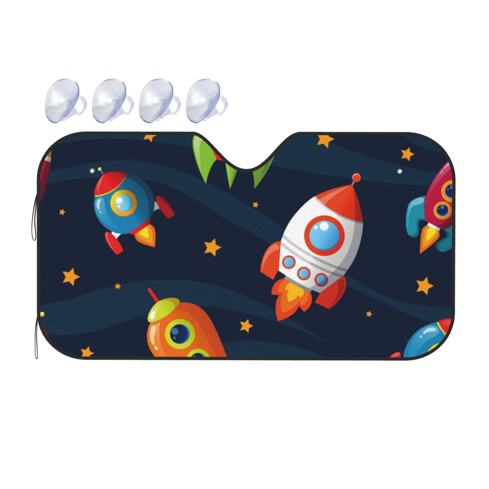 Matuu Spaceships and Stars Print Foldable Front Window Car Windshield ...