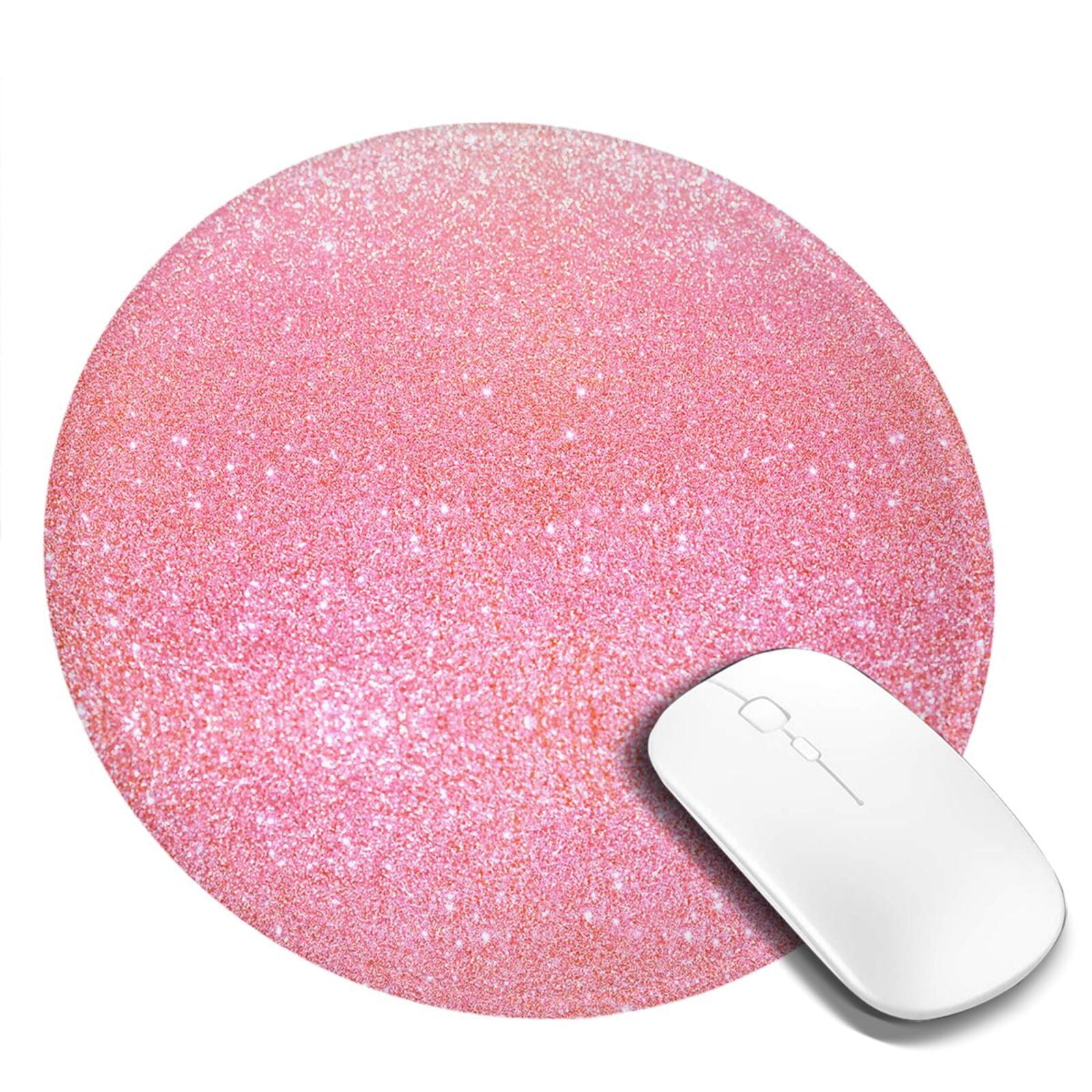 Matuu Sparkly Pink Glitter Printed Round Mouse Pad, Non-Slip Ergonomic ...