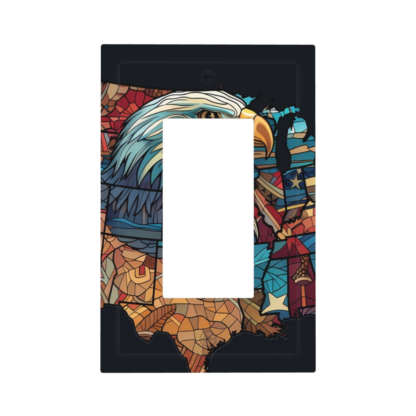 Matuu Stained Glass Eagle USA for Modern Decorative Wall Plate Switch ...
