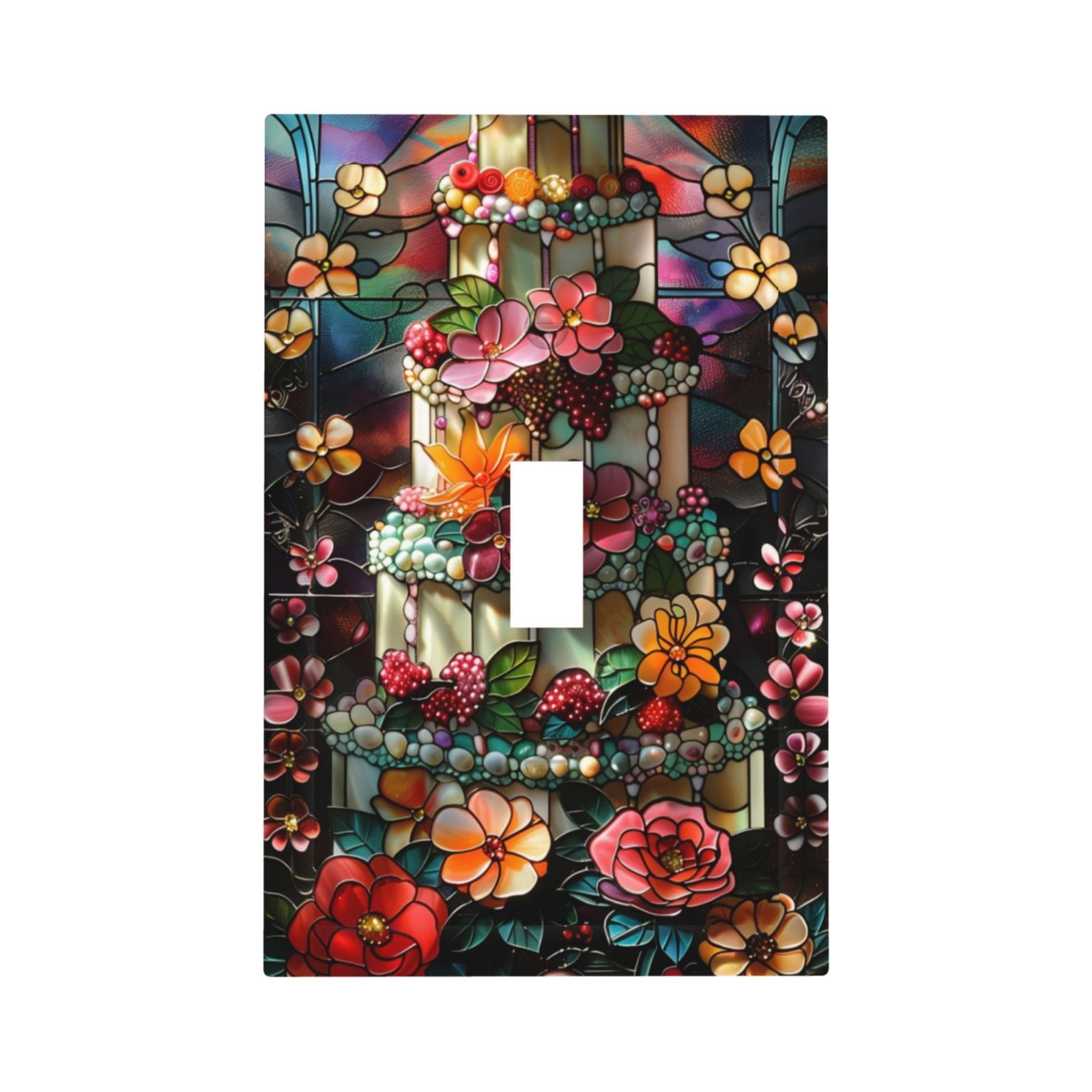 Matuu Stained Glass Floral Cake for Modern Decorative Wall Plate Switch ...