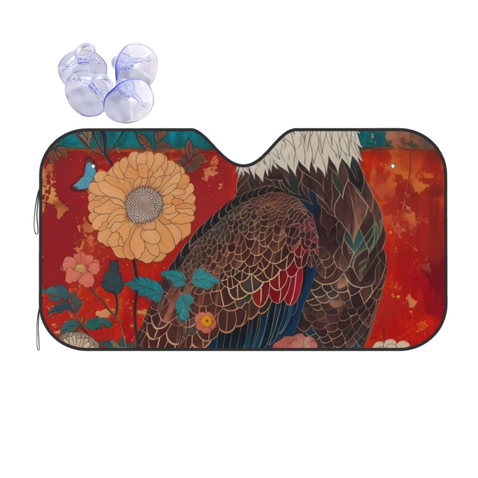 Matuu Sunflower Bald Eagle Print Foldable Front Window Car Windshield ...