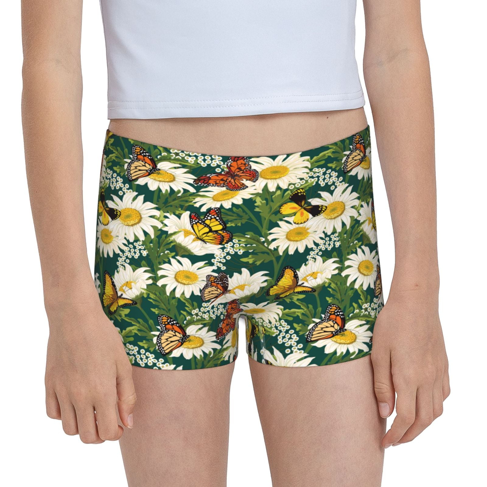 Matuu Sunflowers And Butterflies Print Girl's Boxer Briefs Stretch ...