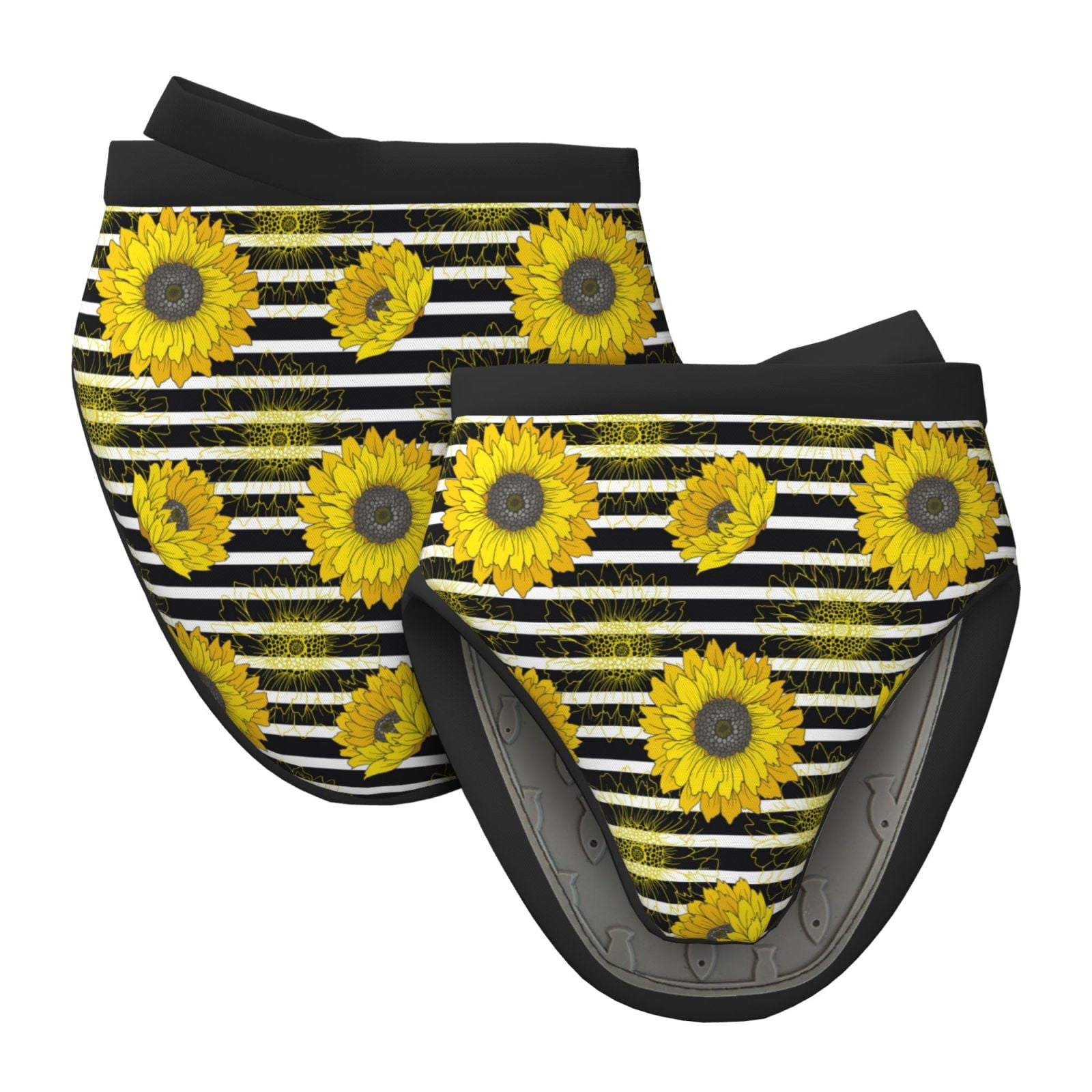 Matuu Sunflowers On Black And White Stripes for Non-Slip Mini Oven Soft ...