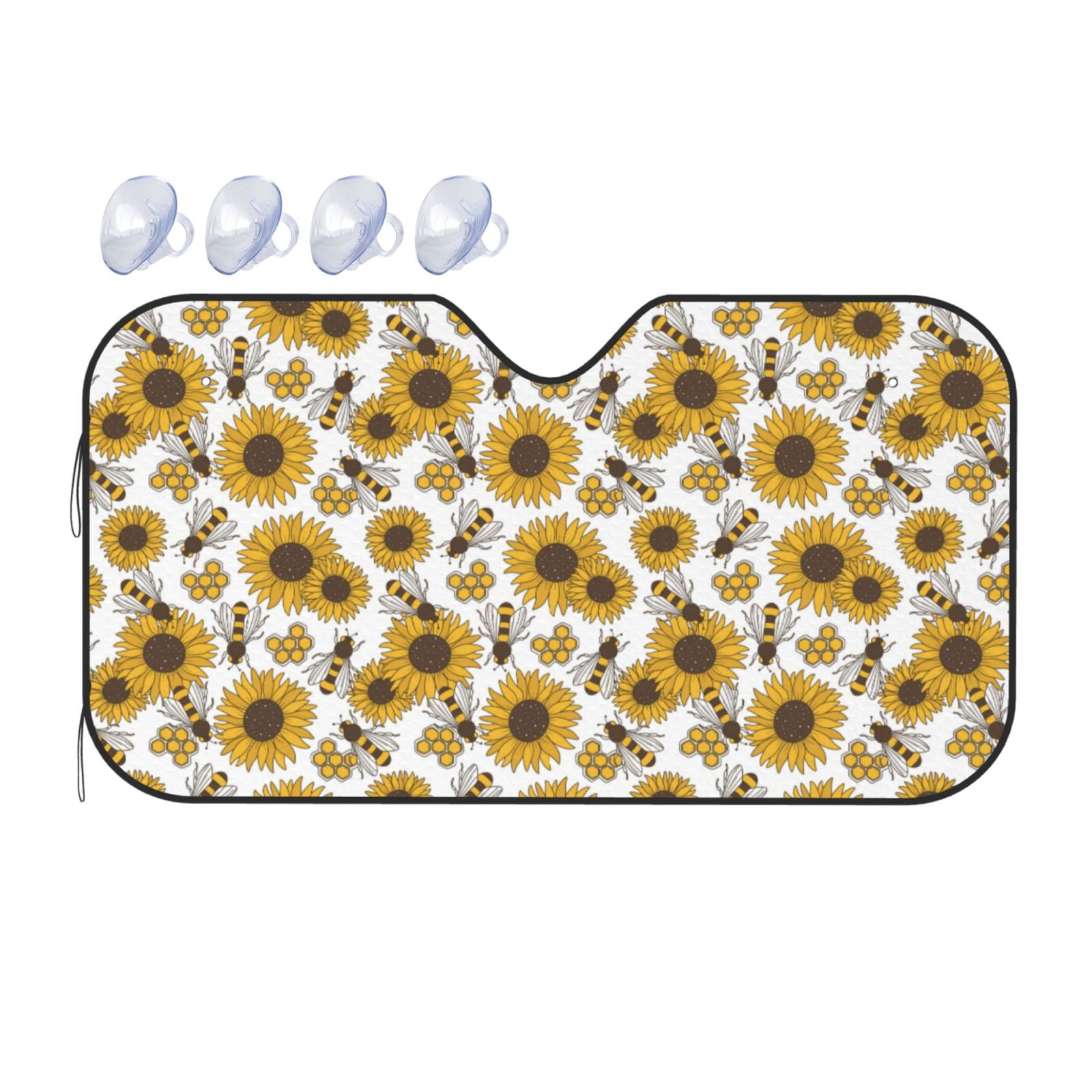 Matuu Sunflowers and Bees Print Foldable Front Window Car Windshield ...