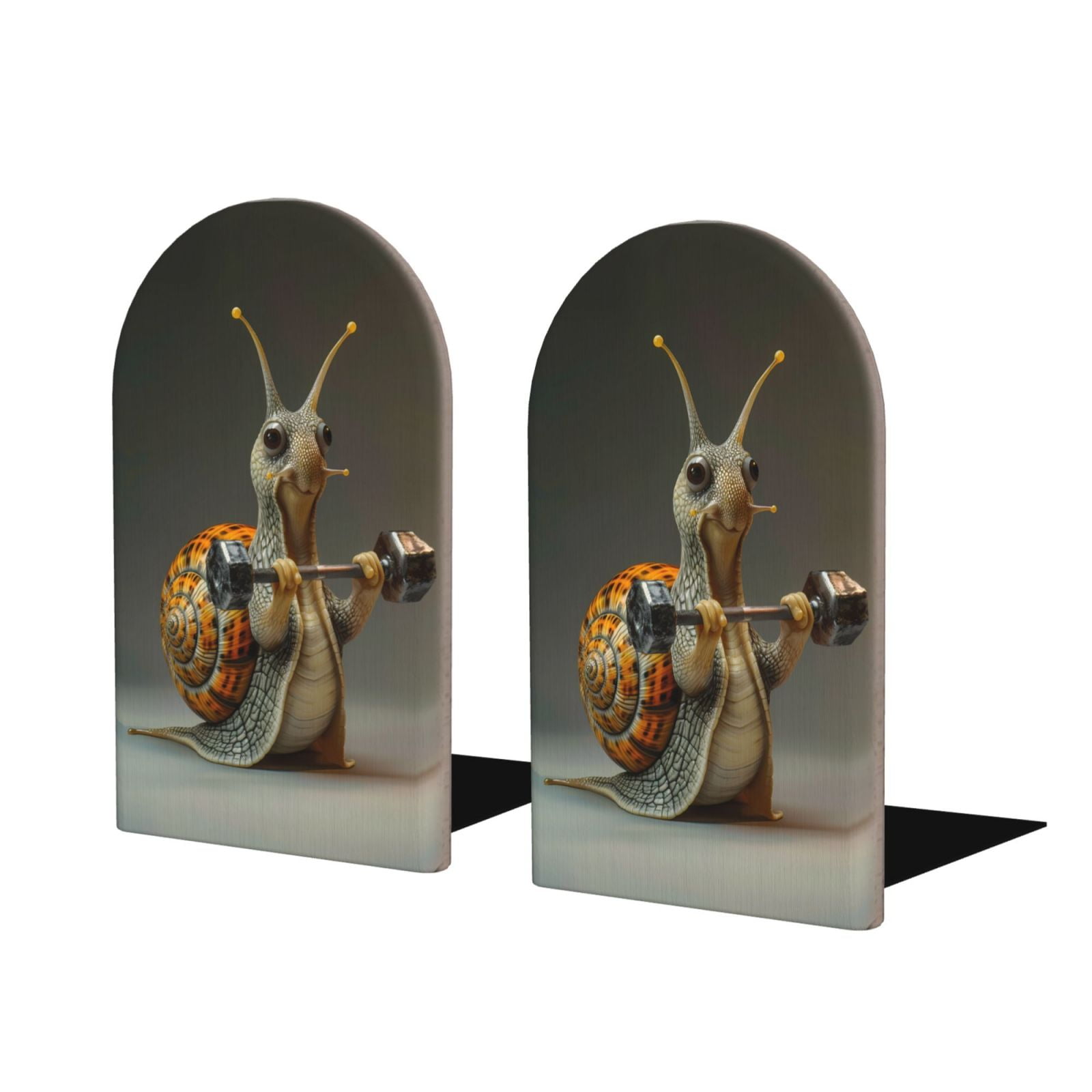 Matuu Surreal Weightlifting Snail for Bookends 1 Pair, Non-Skid Bookend ...