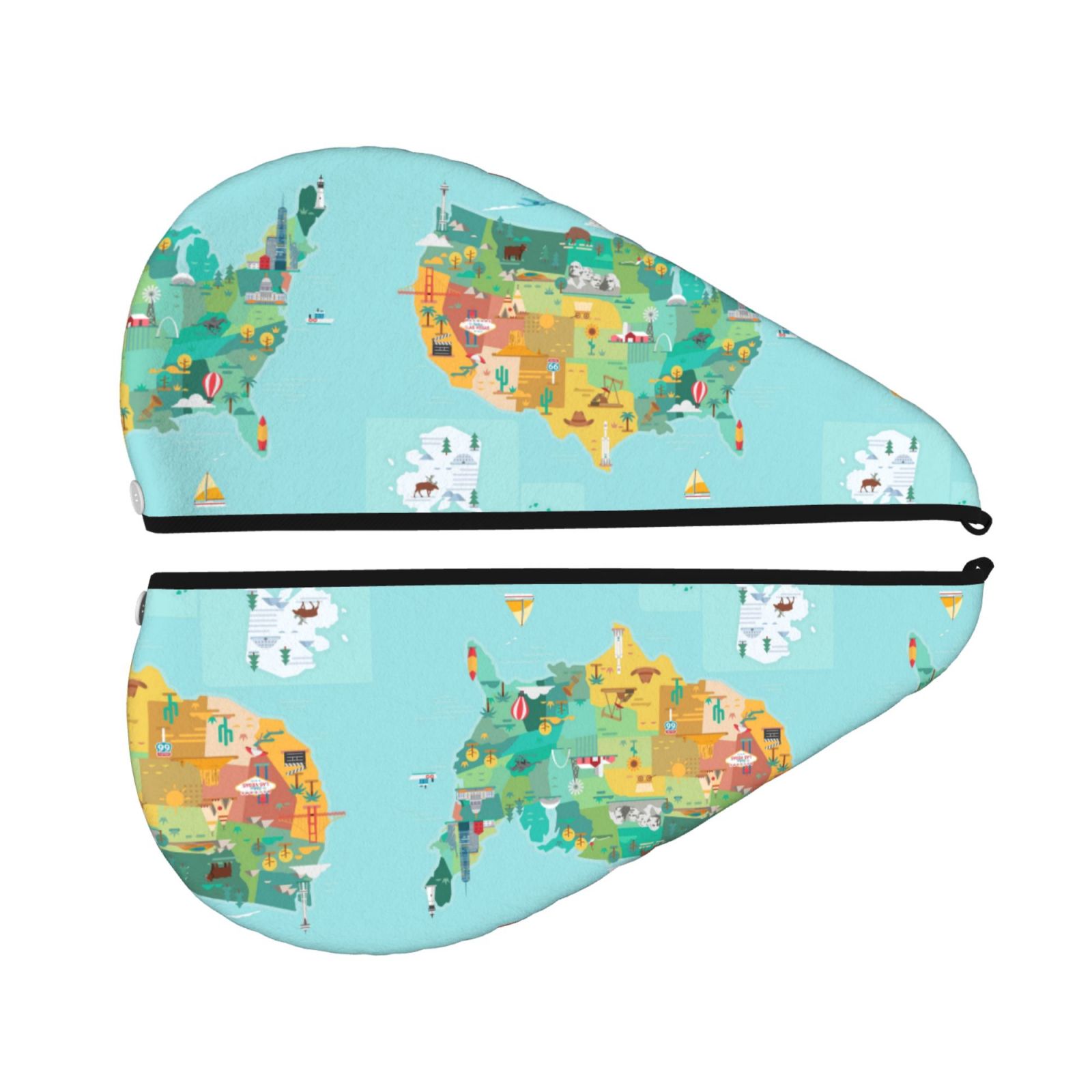 Matuu USA Tourist Map for Coral Fleece Drying Cap with Buttons, Quick ...