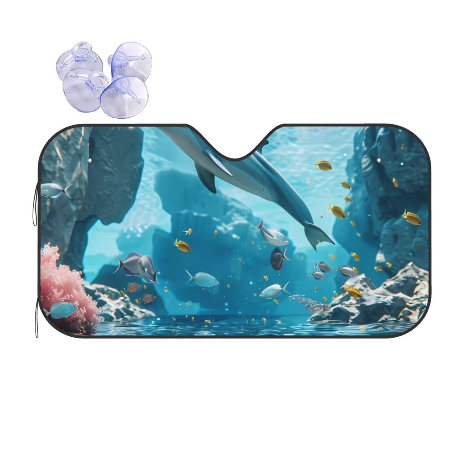 Matuu Underwater Dolphin Scene Print Foldable Front Window Car ...