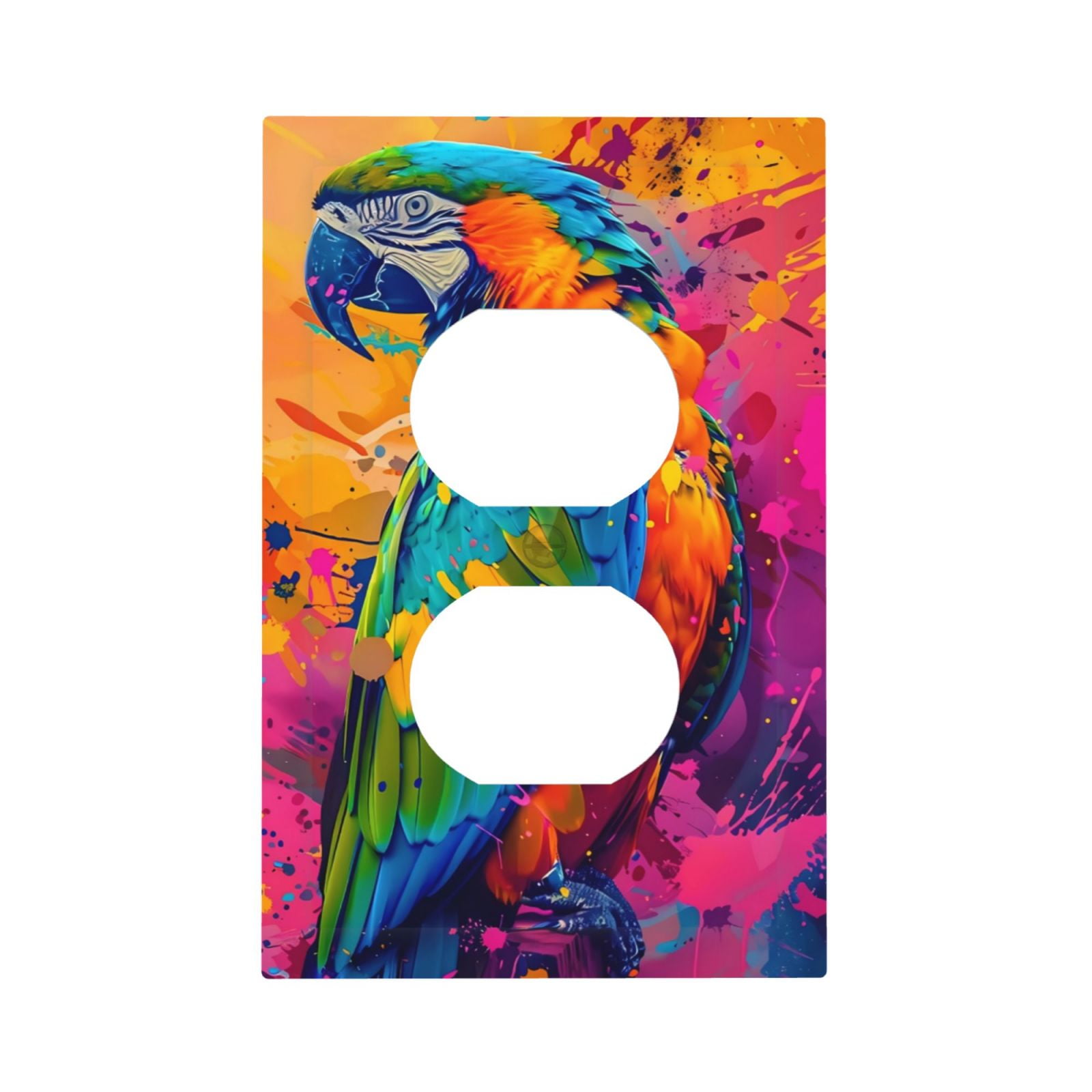 Matuu Vibrant Parrot Splash Art for Modern Decorative Wall Plate Switch ...