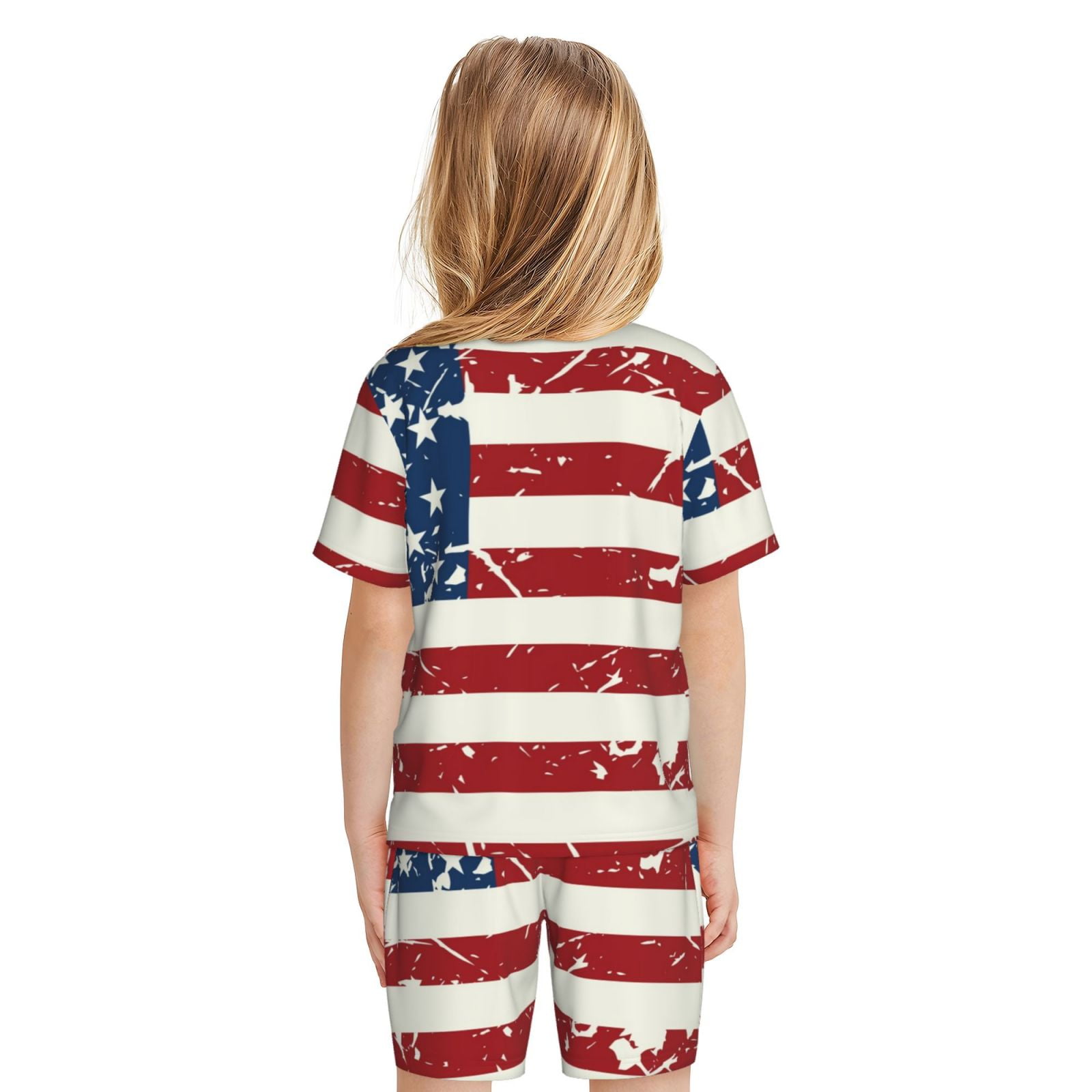 Matuu Vintage American Flag for Short-Sleeved Pajama Set for Kids Soft ...