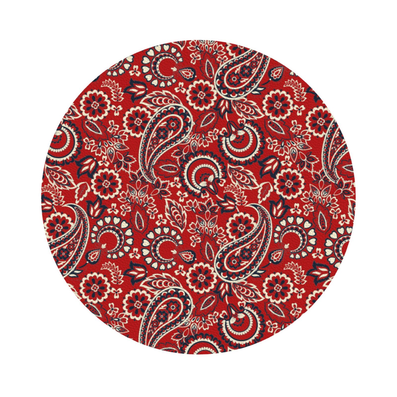 Matuu Vintage Red Paisley for Cup Coasters Set of 6 Leather Coasters ...