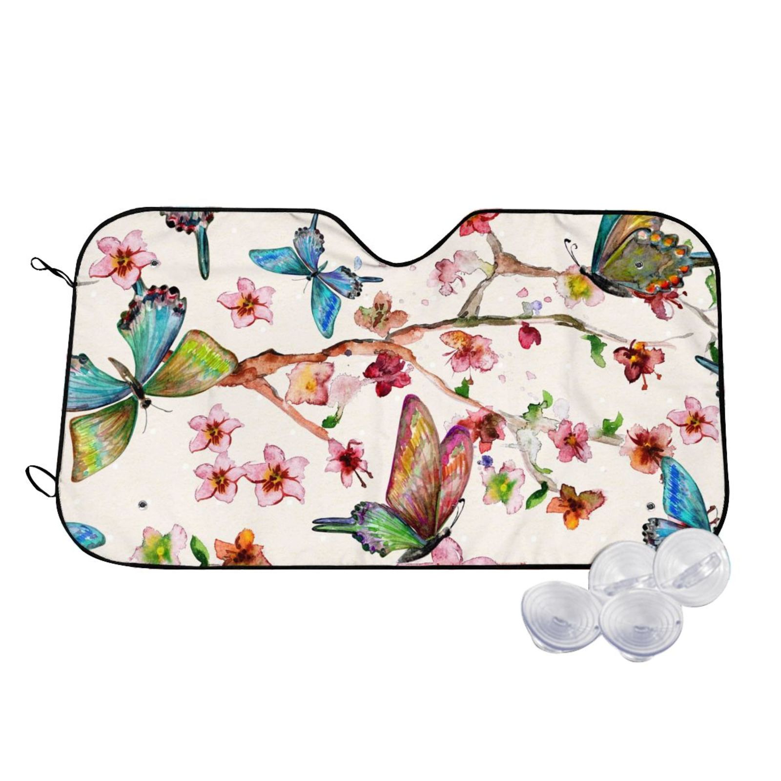 Matuu Watercolor Floral With Butterflies for car front window insulated ...