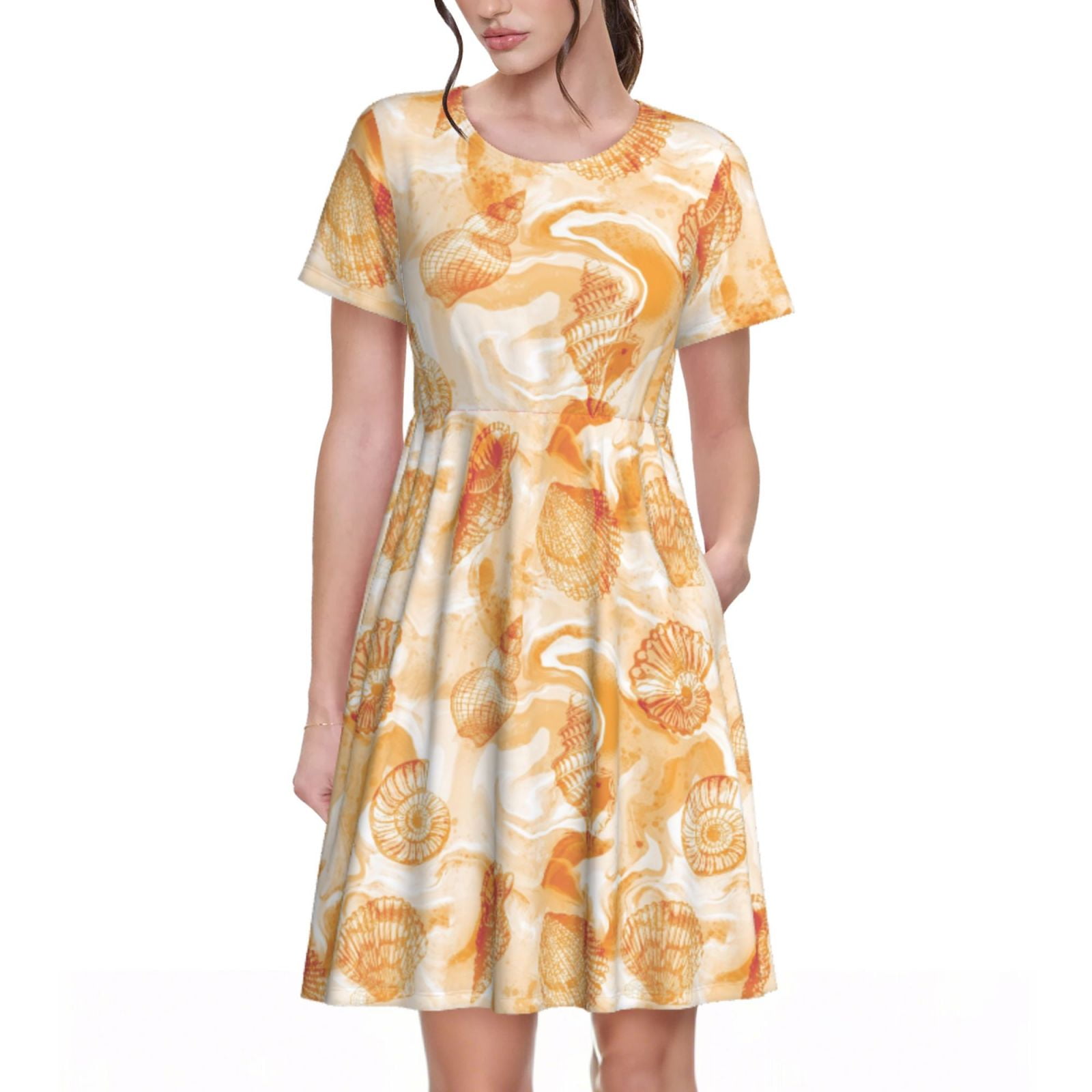 Matuu Watercolor Sea Shells for Summer Dress for Women with Pockets ...