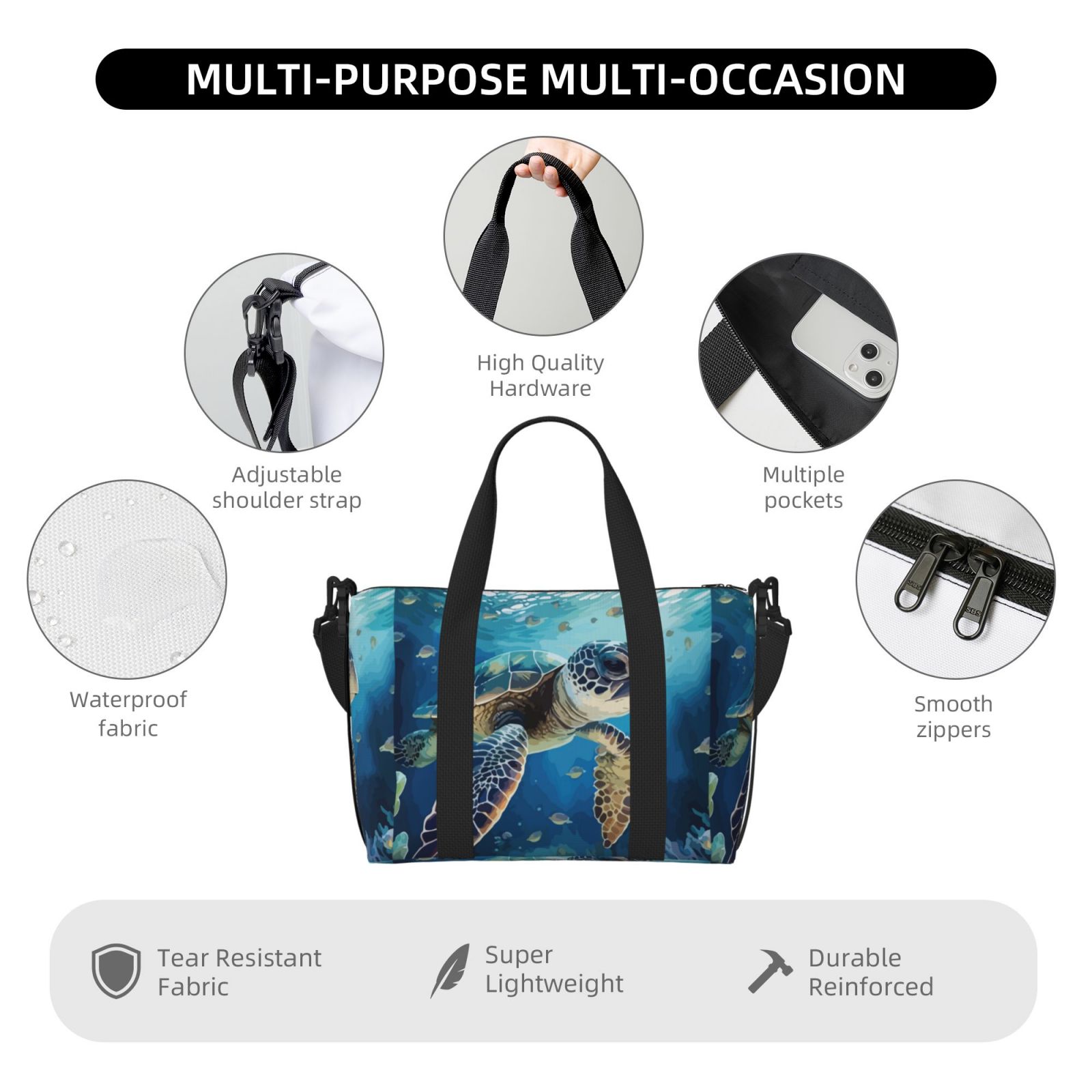 Matuu Watercolor Turtle for Travel Duffel Bag, for Men and Women ...