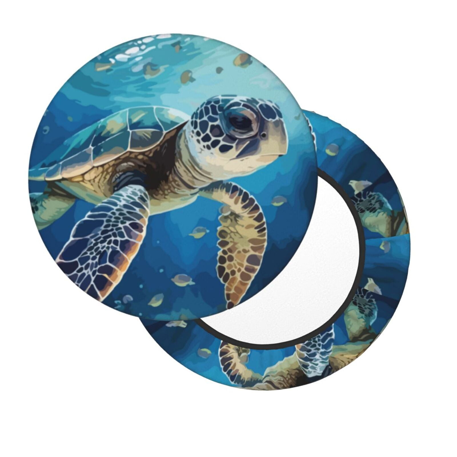 Matuu Watercolor Turtle print Round Bar Stool Seat Covers Washable ...