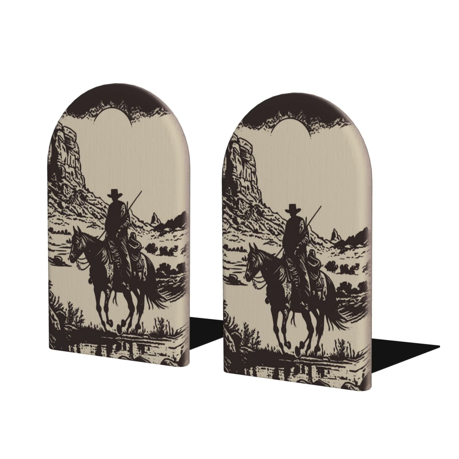Matuu Western Desert Cowboy for Bookends 1 Pair, Non-Skid Bookend for ...