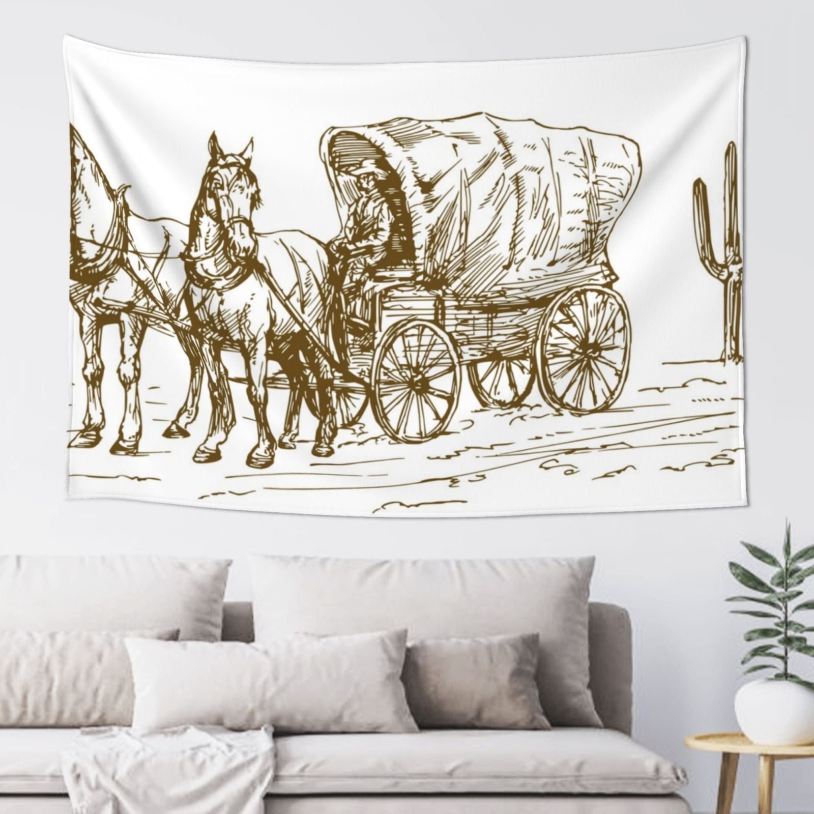 Matuu Western Scenery With Old Wagon for Tapestry 60x40in for Home ...