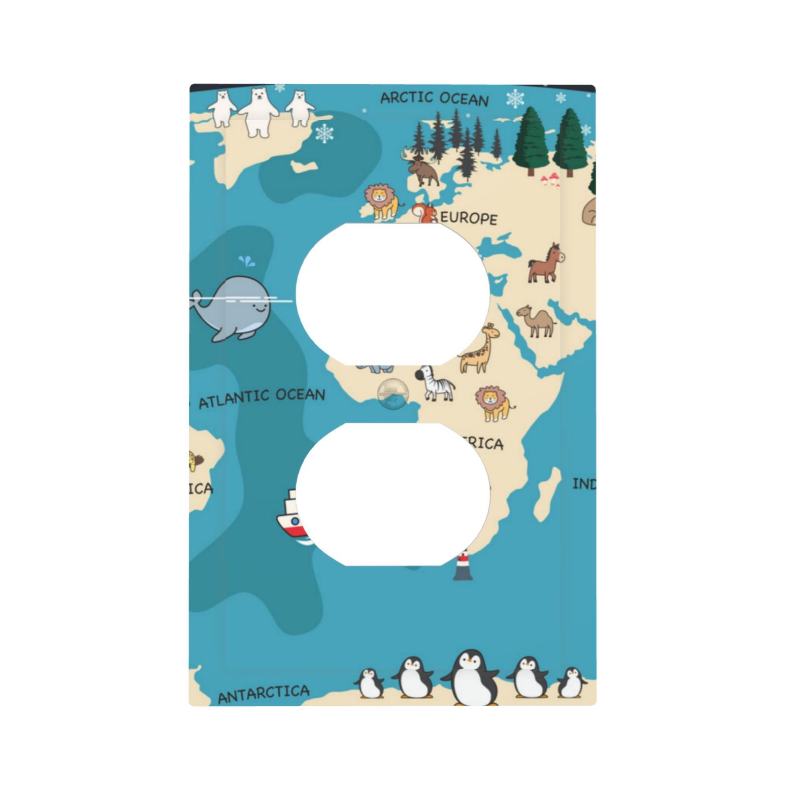 Matuu World Map With Animal for Modern Decorative Wall Plate Switch ...