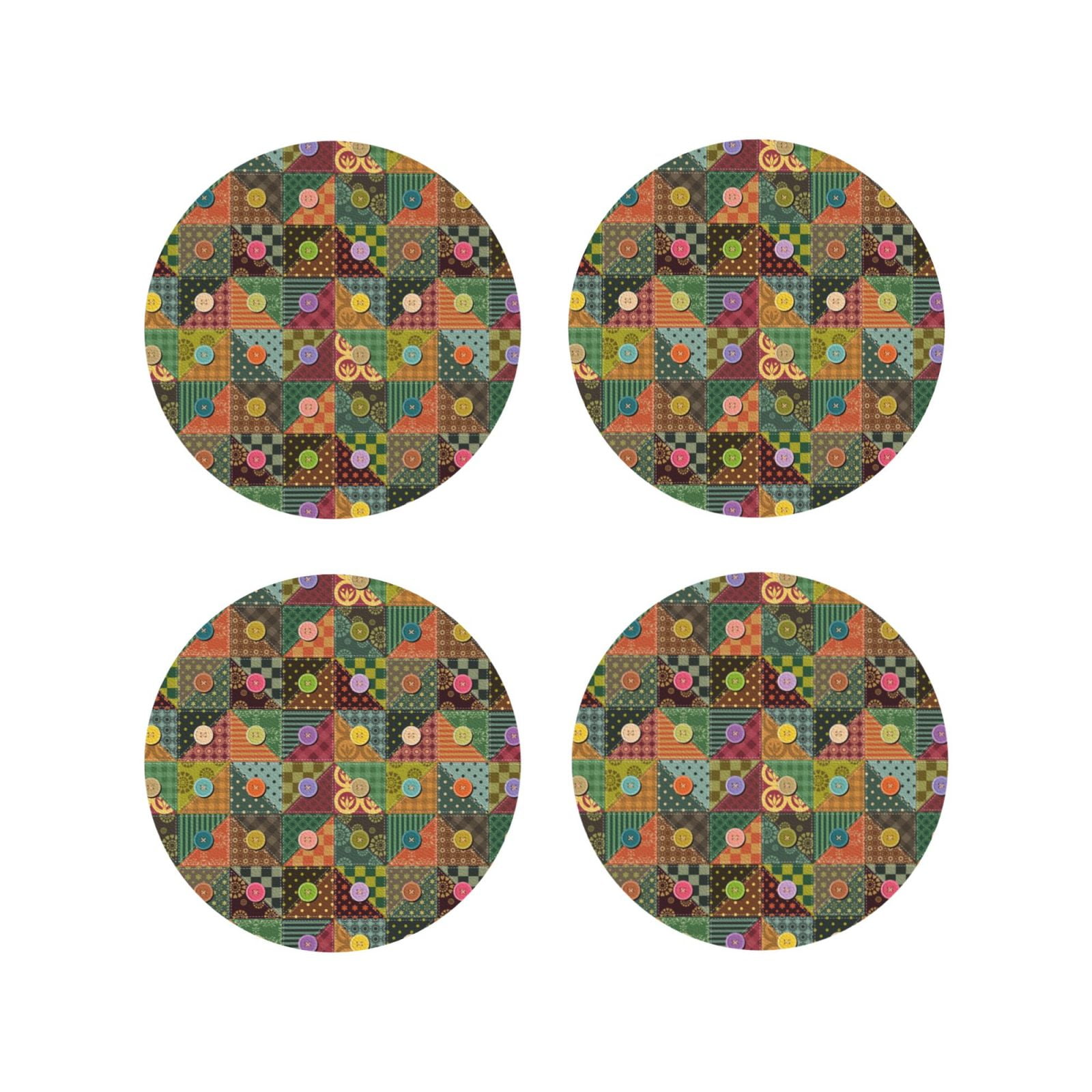 Matuu different patchwork for Cup Coasters Set of 4 Leather Coasters Desk Coasters for Office ...