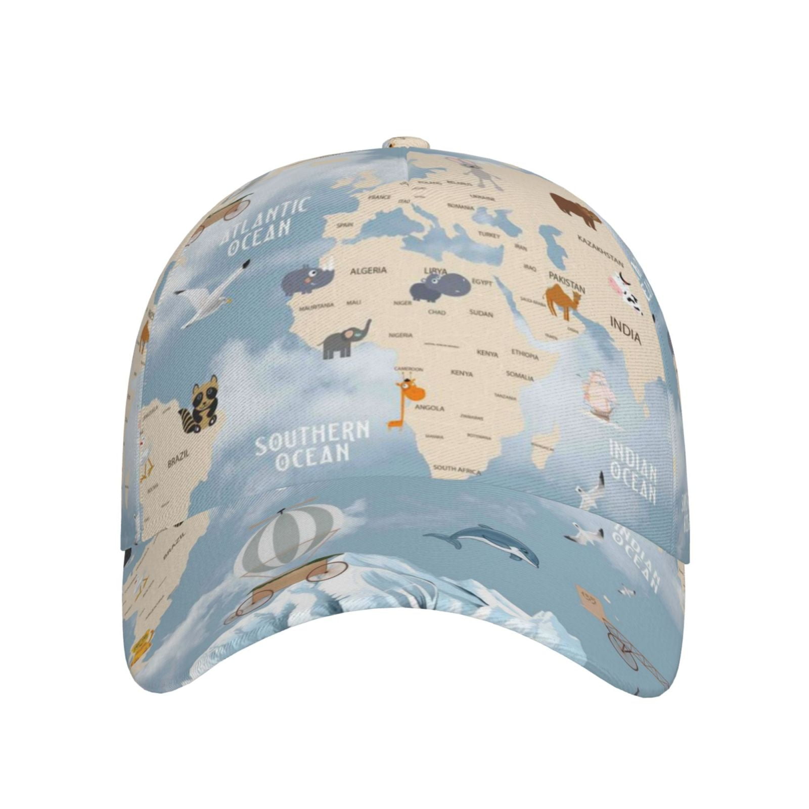 MatuuAnimals Travel World Map for Baseball Cap Golf Dad Hat Top ...