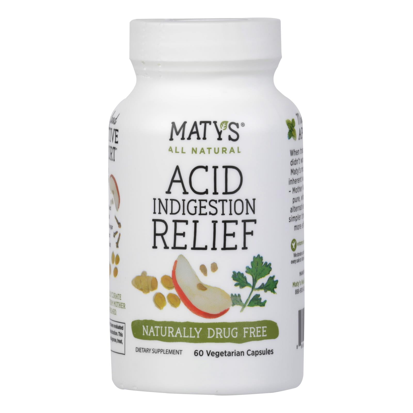 Matys All Natural Acid Indigestion Relief, Heartburn & Reflux Easer, 60 ...