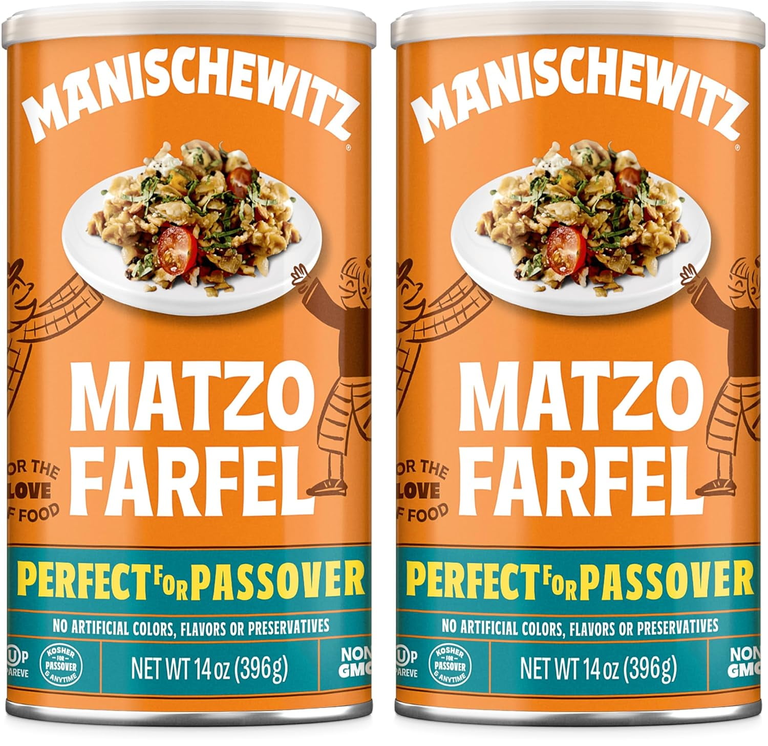 Matzo Farfel, 14oz (2 Pack) Resealable Canister, Sodium Free, No ...