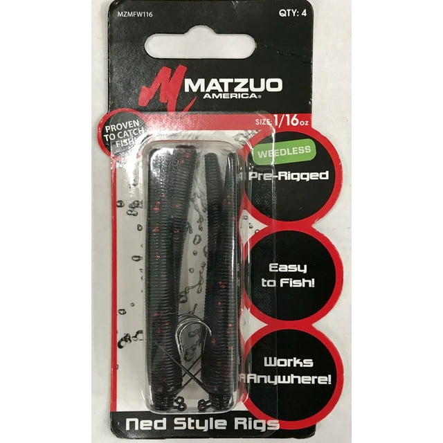 Matzuo 1/16 WDLS NED RIG BLK/RD 4PK, Fishing Rigs - Walmart.com