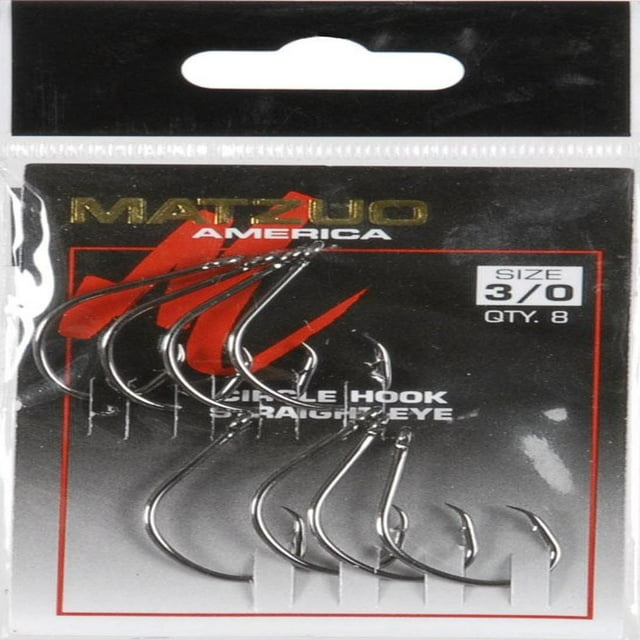 Matzuo America® 3/0 Black Chrome Straight Eye Circle Fishing Hook 8 ct ...