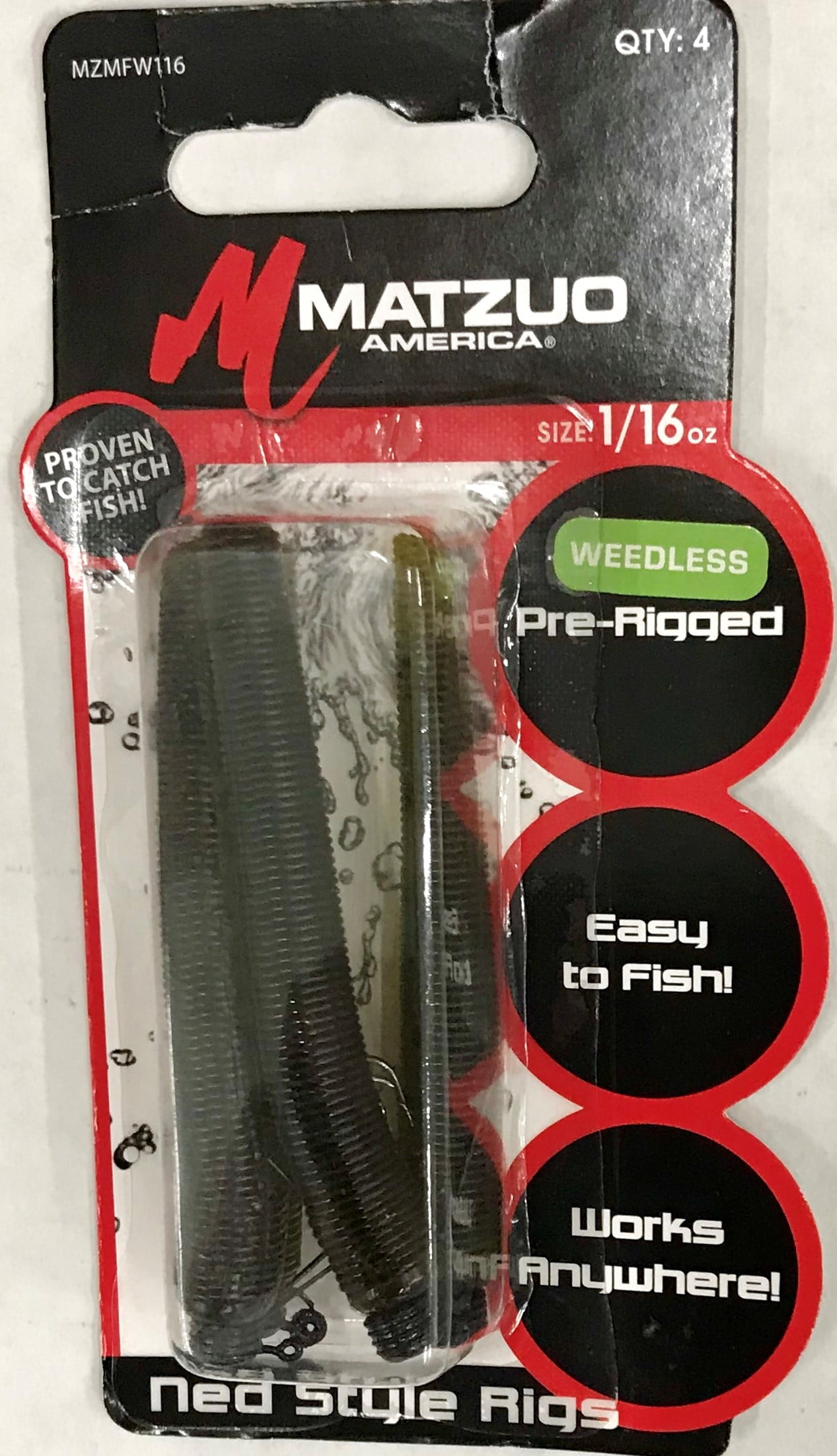 Matzuo Weedless Rigged Bait, Green Pumpkin, 1/16oz., 4Pk, Hard Baits ...