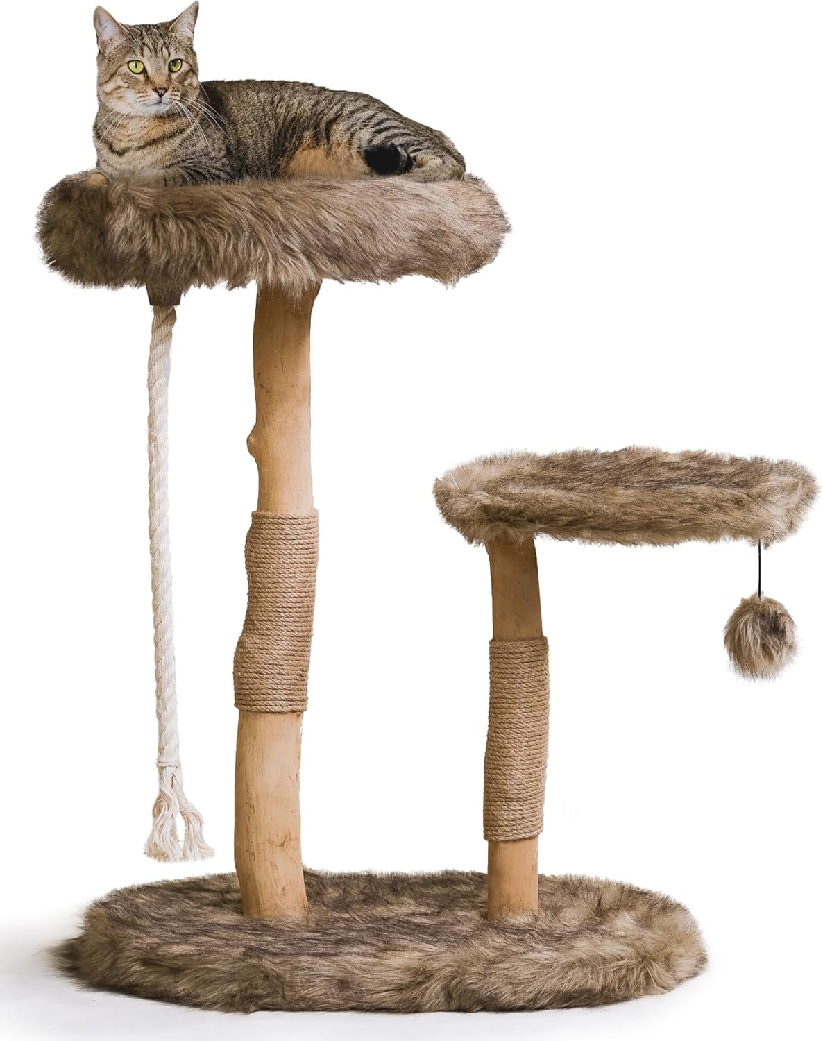 Mau Lifestyle Modern Cat Tree Tower - Natural-Branch Cat Condo & Luxury ...
